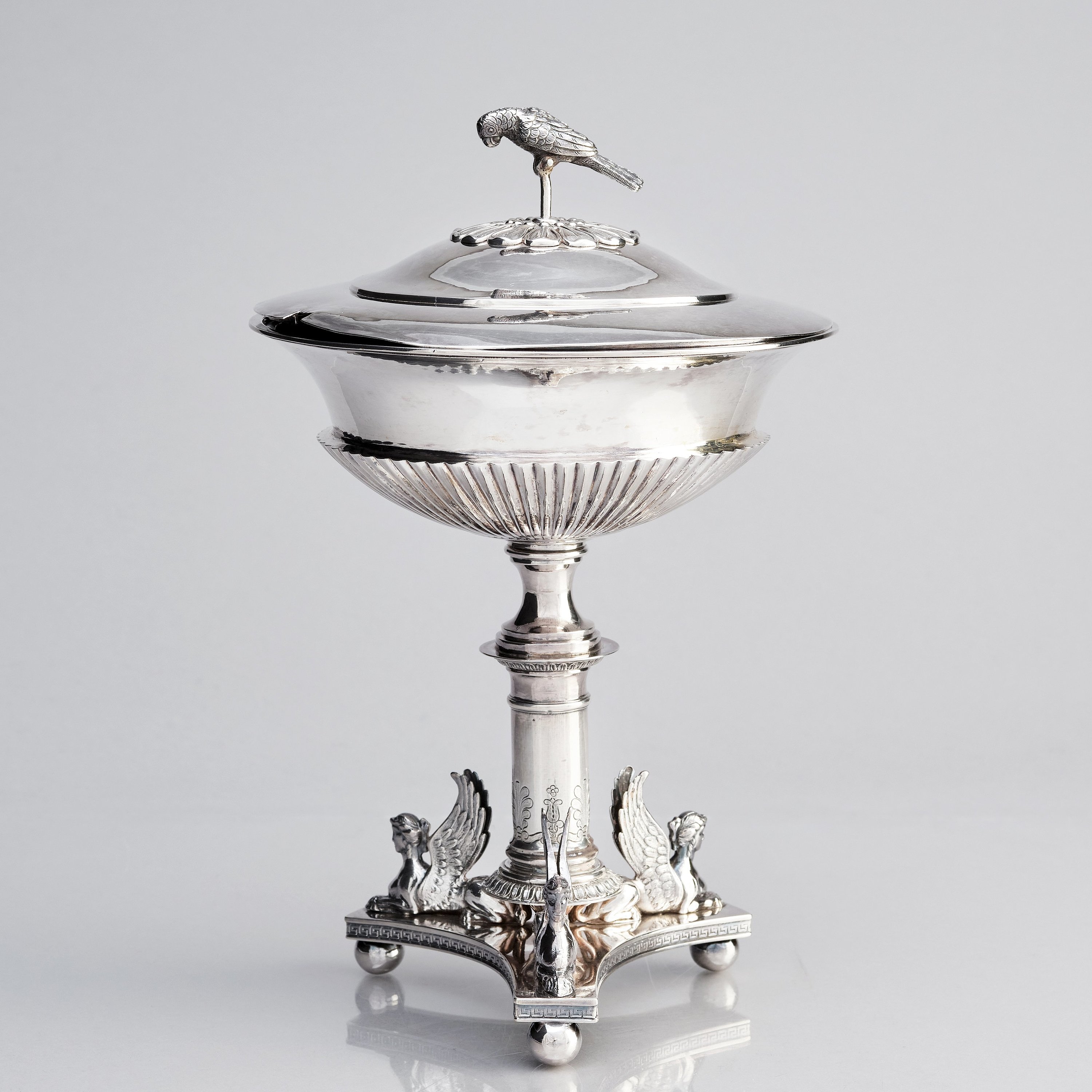 A Swedish Empire silver bowl with lid, mark of Adolf Zethelius ...