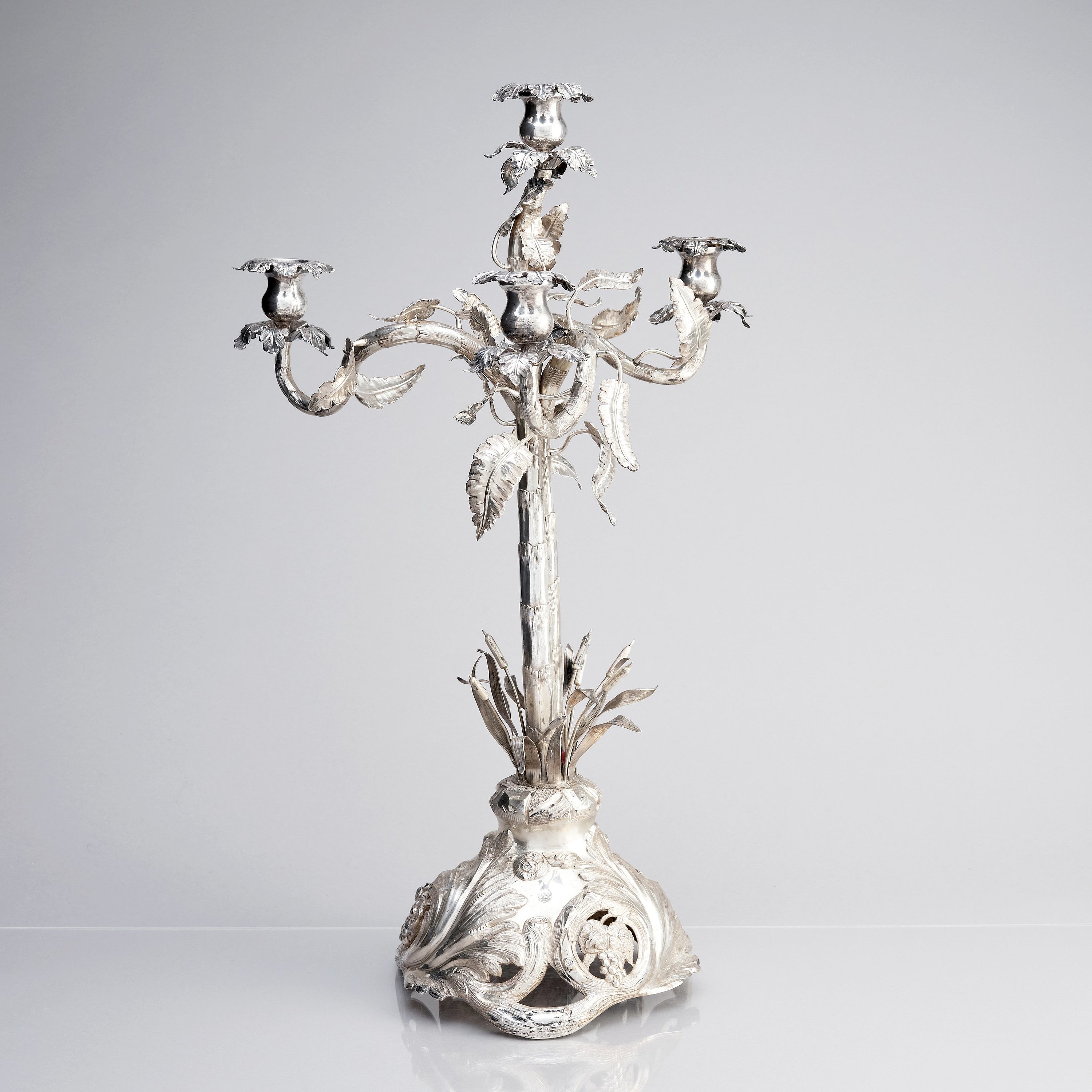 Pehr Fredrik Palmgren, kandelaber, silver, Stockholm 1862. - Bukowskis