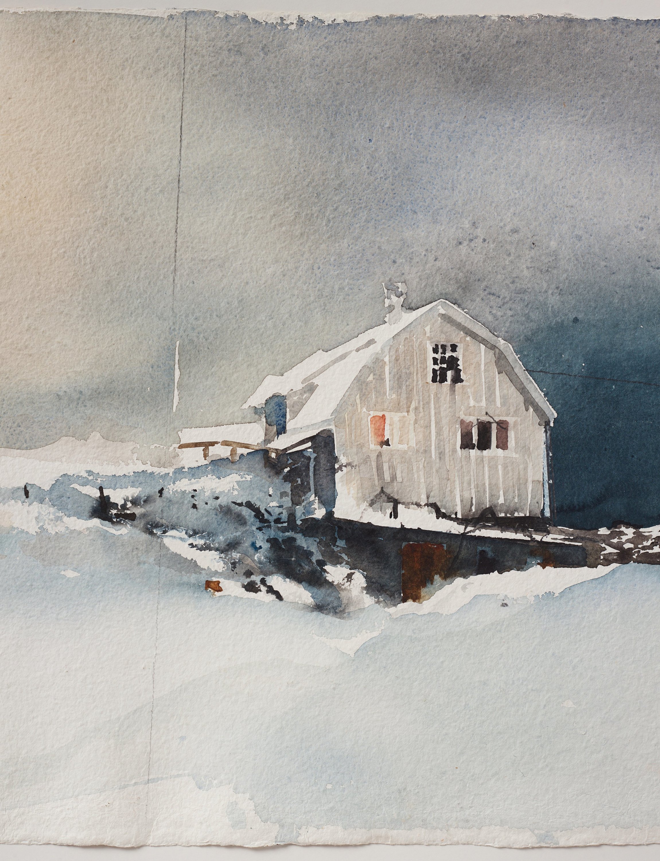 Lars Lerin, Winter landscape with house. - Bukowskis