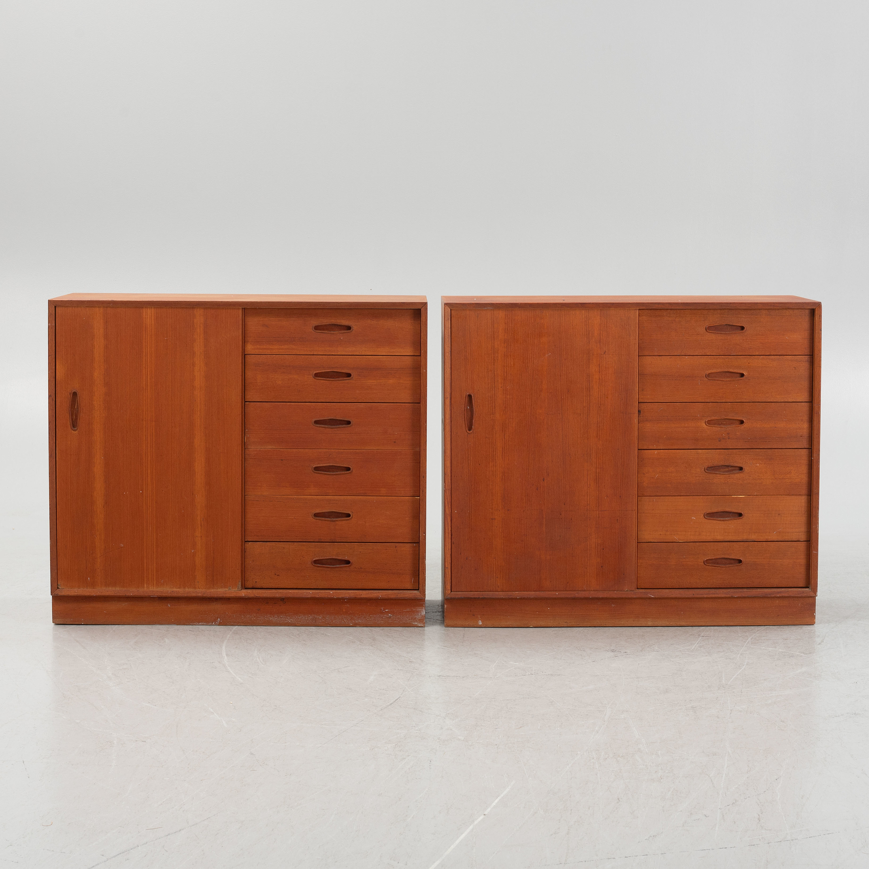 A pair of teak-veneered sideboards, Ferdinand Lundqvist, Göteborg ...