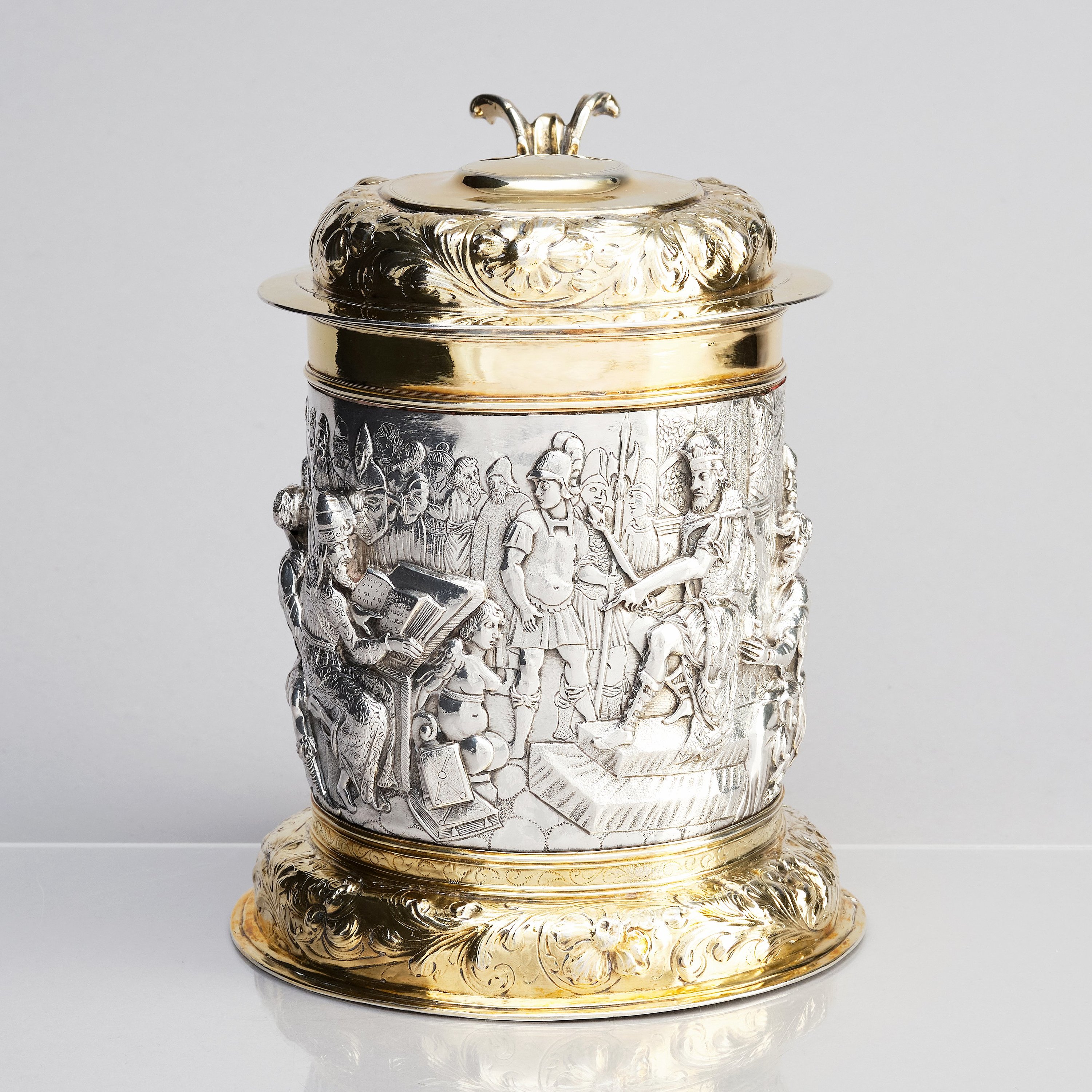 A Baroque German parcel-gilt silver tankard, mark of Johann Rohde II ...