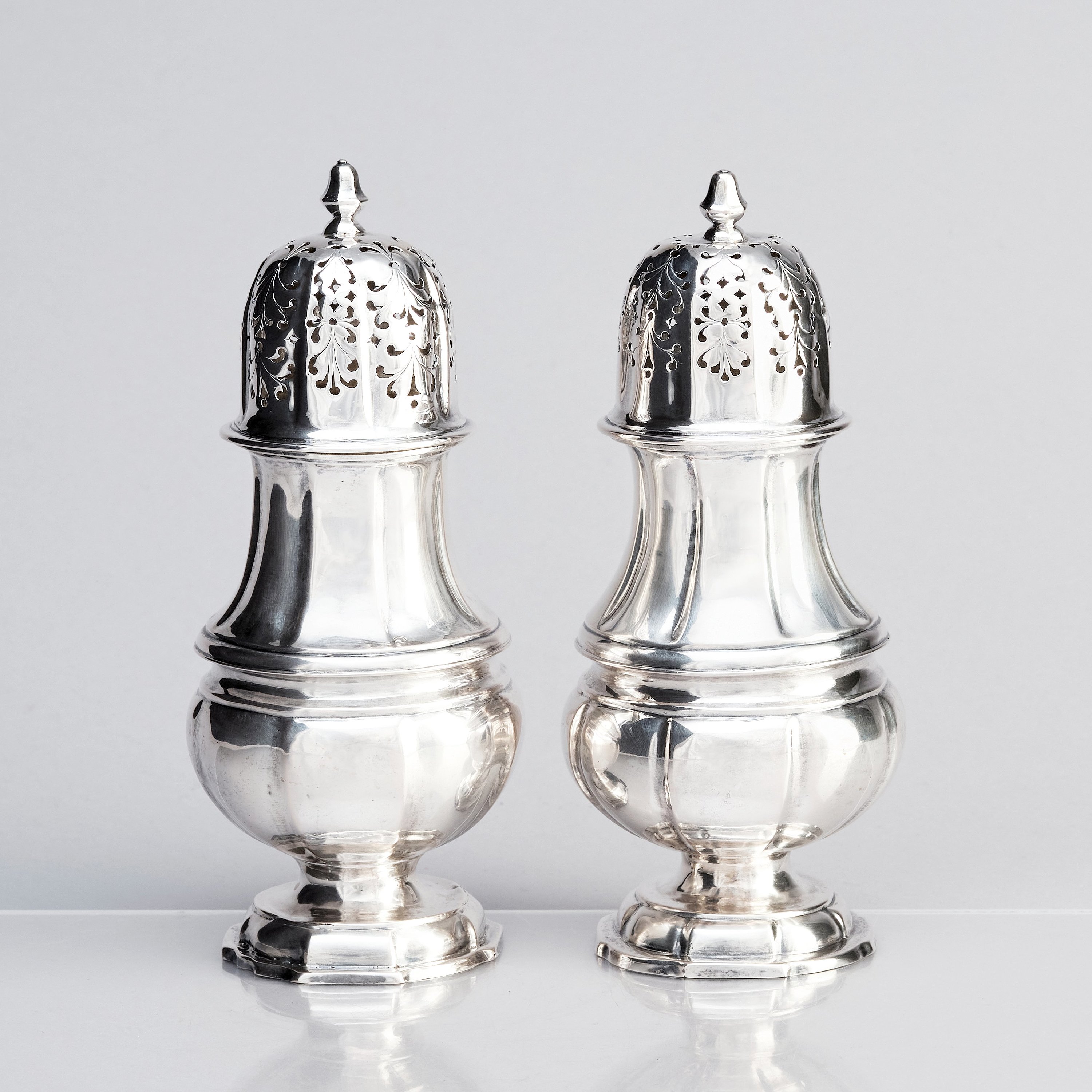 A pair of Swedish silver sugar shakers, mark of Conrad Gadd ...