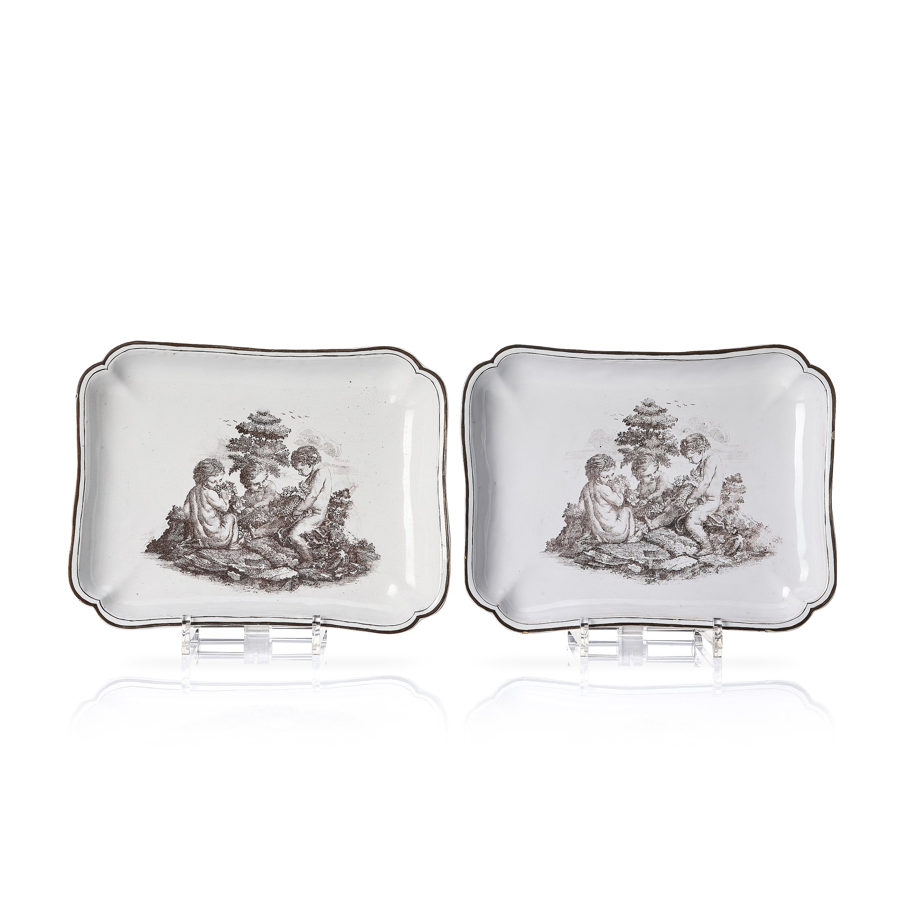 A pair of Swedish Marieberg grisaille faiance dishes, 18th century ...