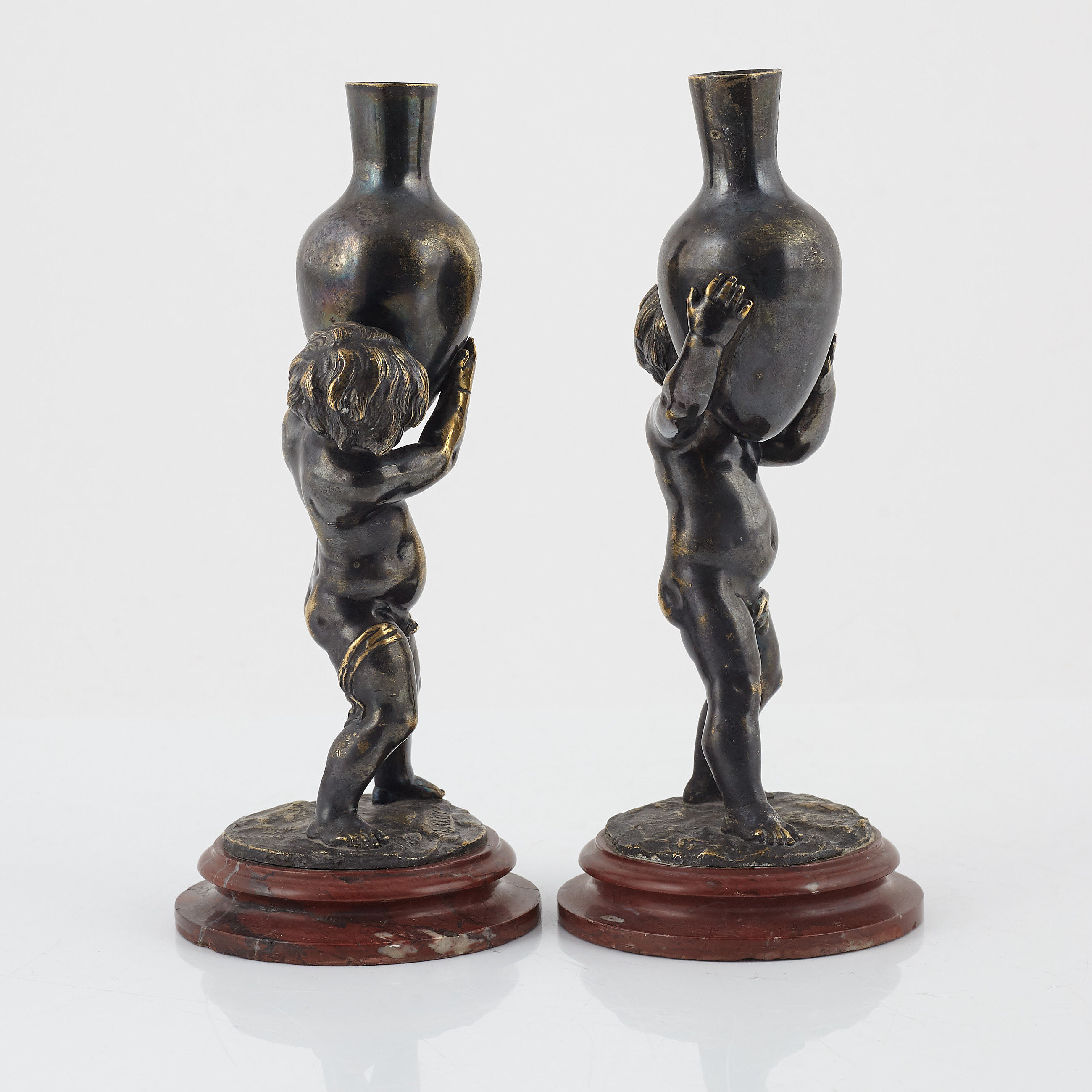 Louis Kley, skulpturer/vaser, ett par, Frankrike, omkring år 1900 ...