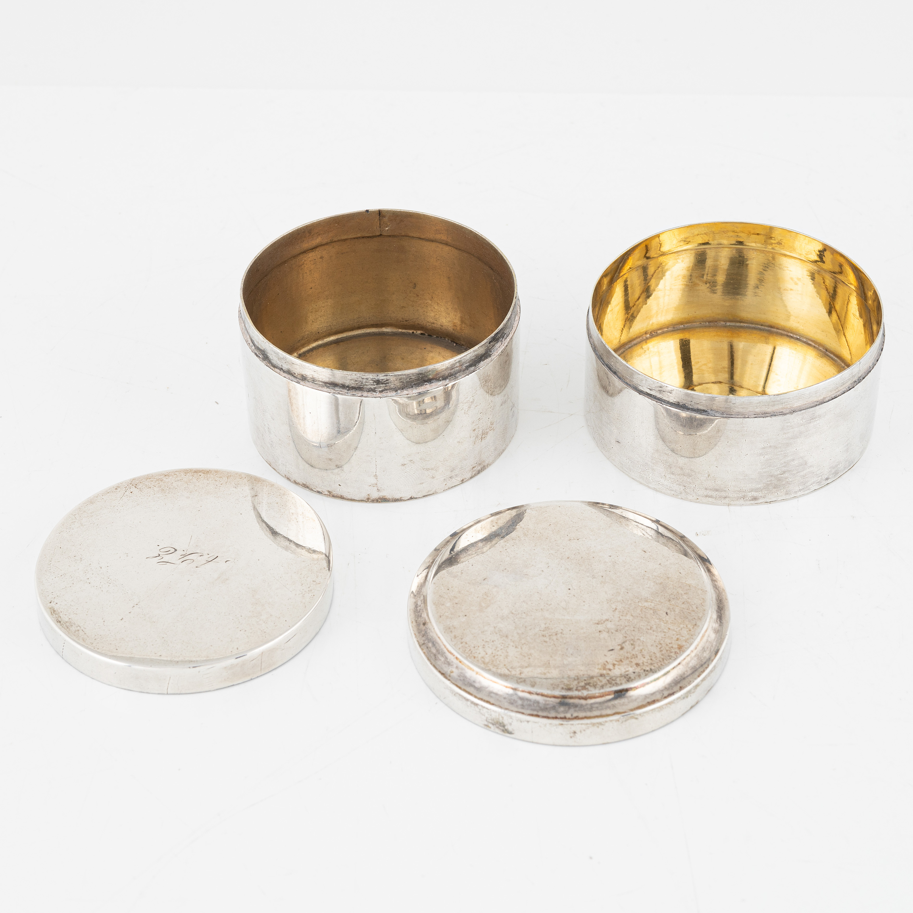 Five Silver Boxes, including mark of Petter Adolf Sjöberg, Stockholm ...