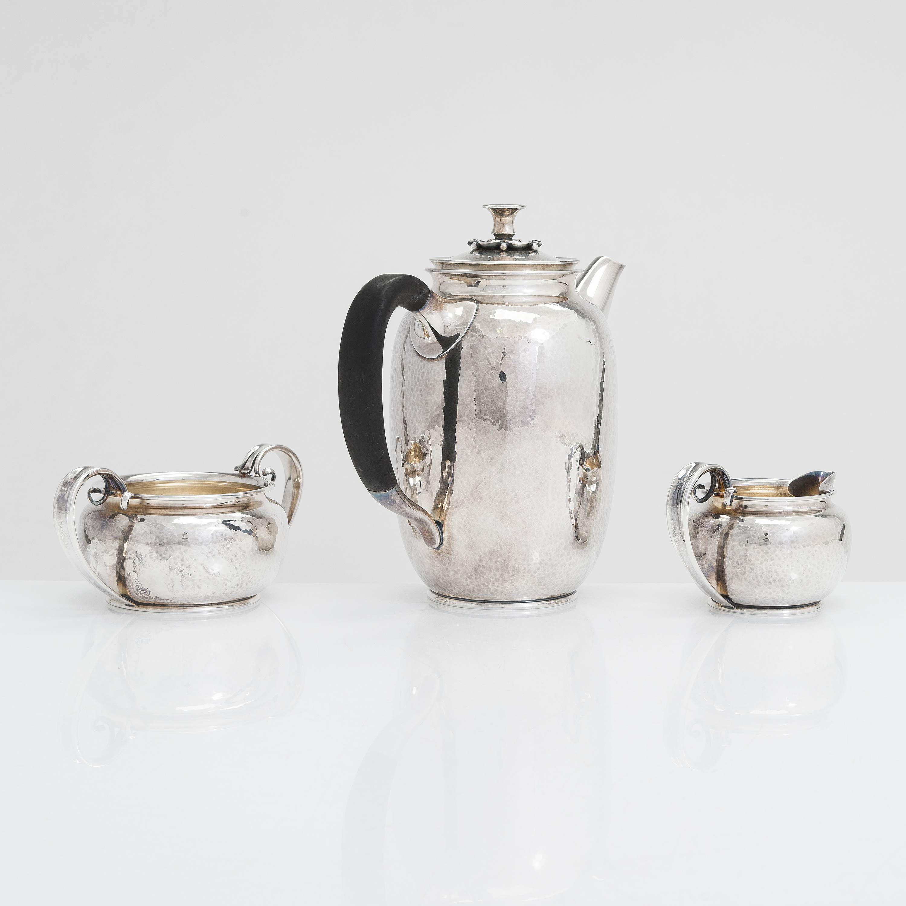 A Cohr three-piece sterling coffee set, Denmark, mid-20th century ...