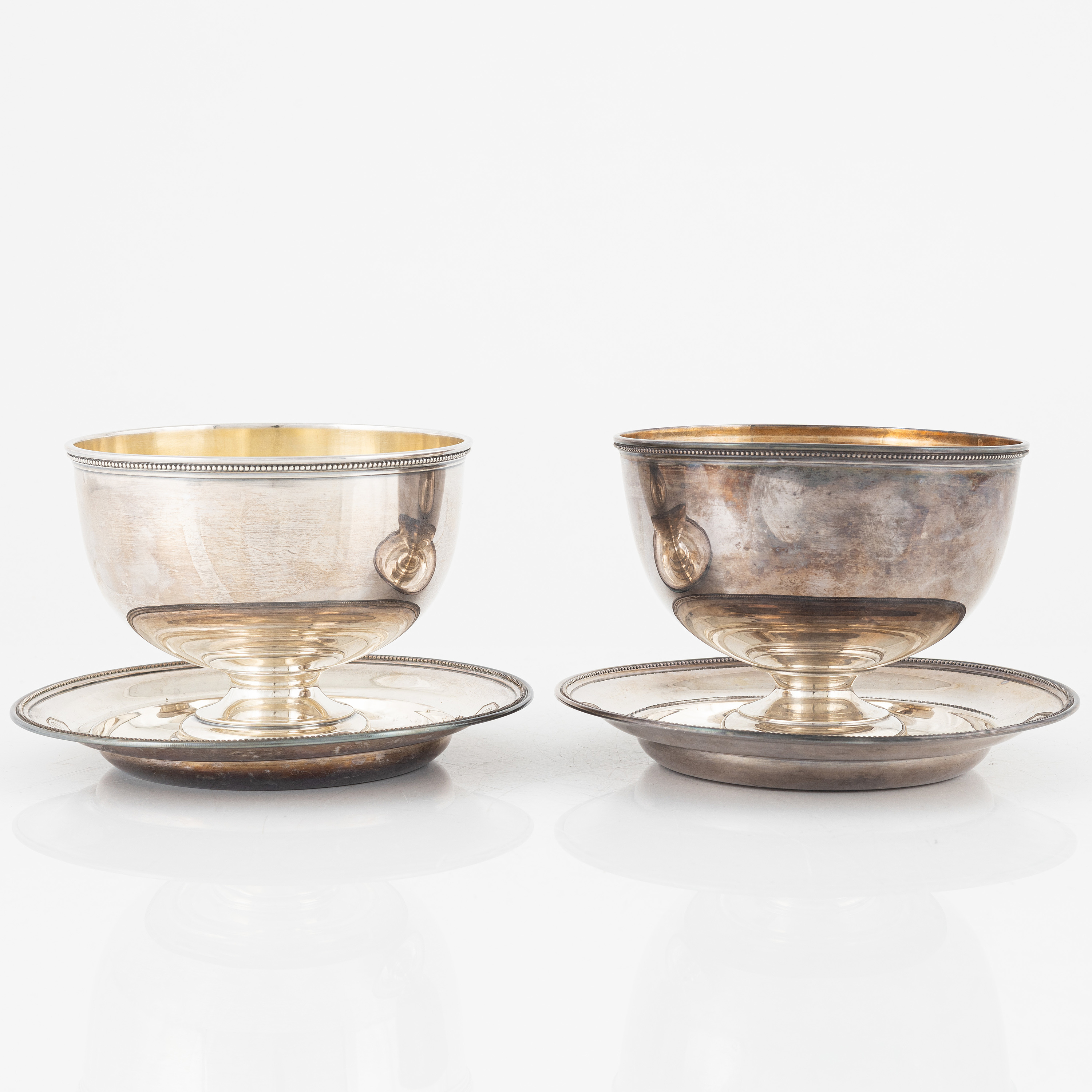 Såsskålar, ett par, silver, Samuel Pettersson, Linköping, 1875-76. - Bukowskis