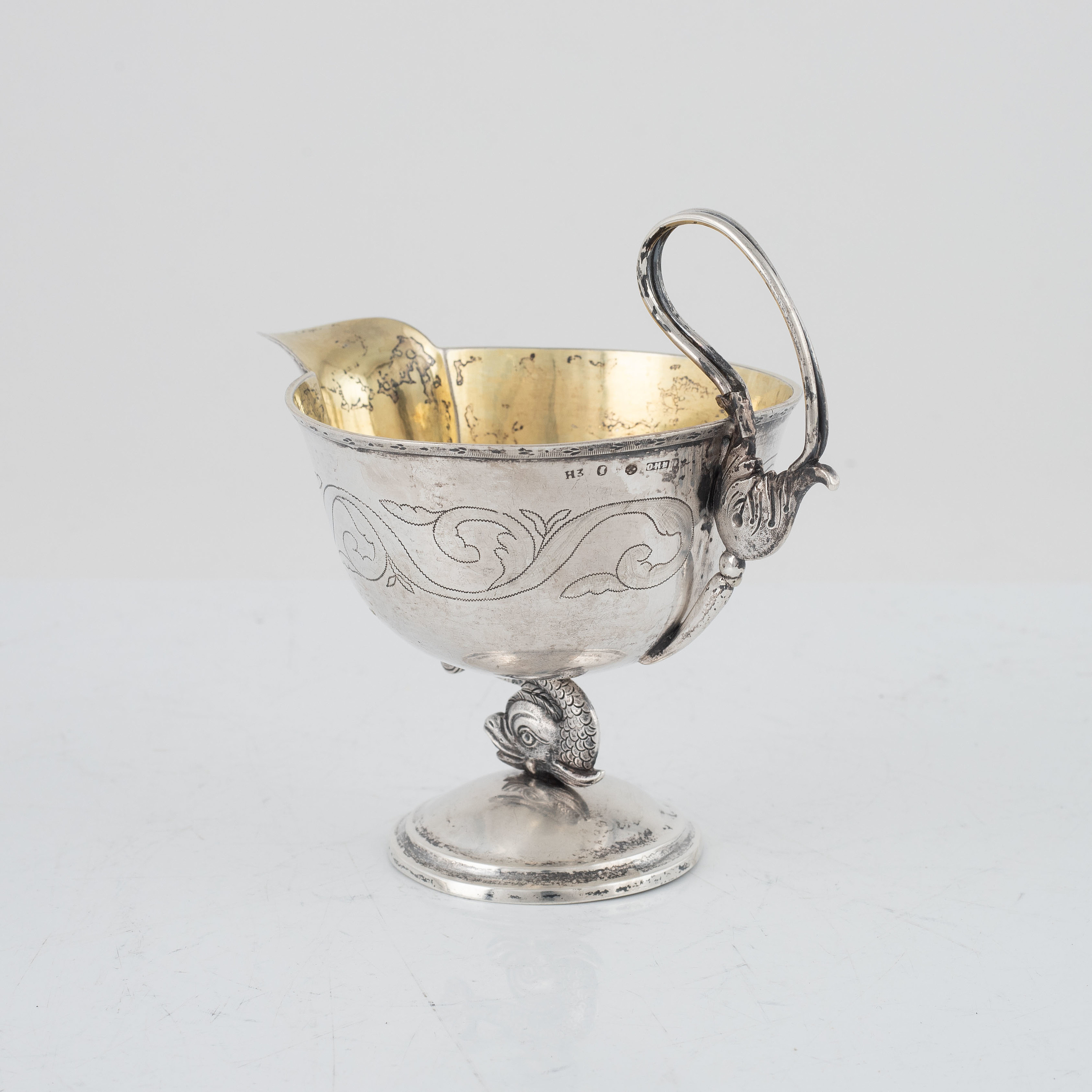 Olof Hellbom, cream jug, silver, Empire style, Stockholm 1814. - Bukowskis