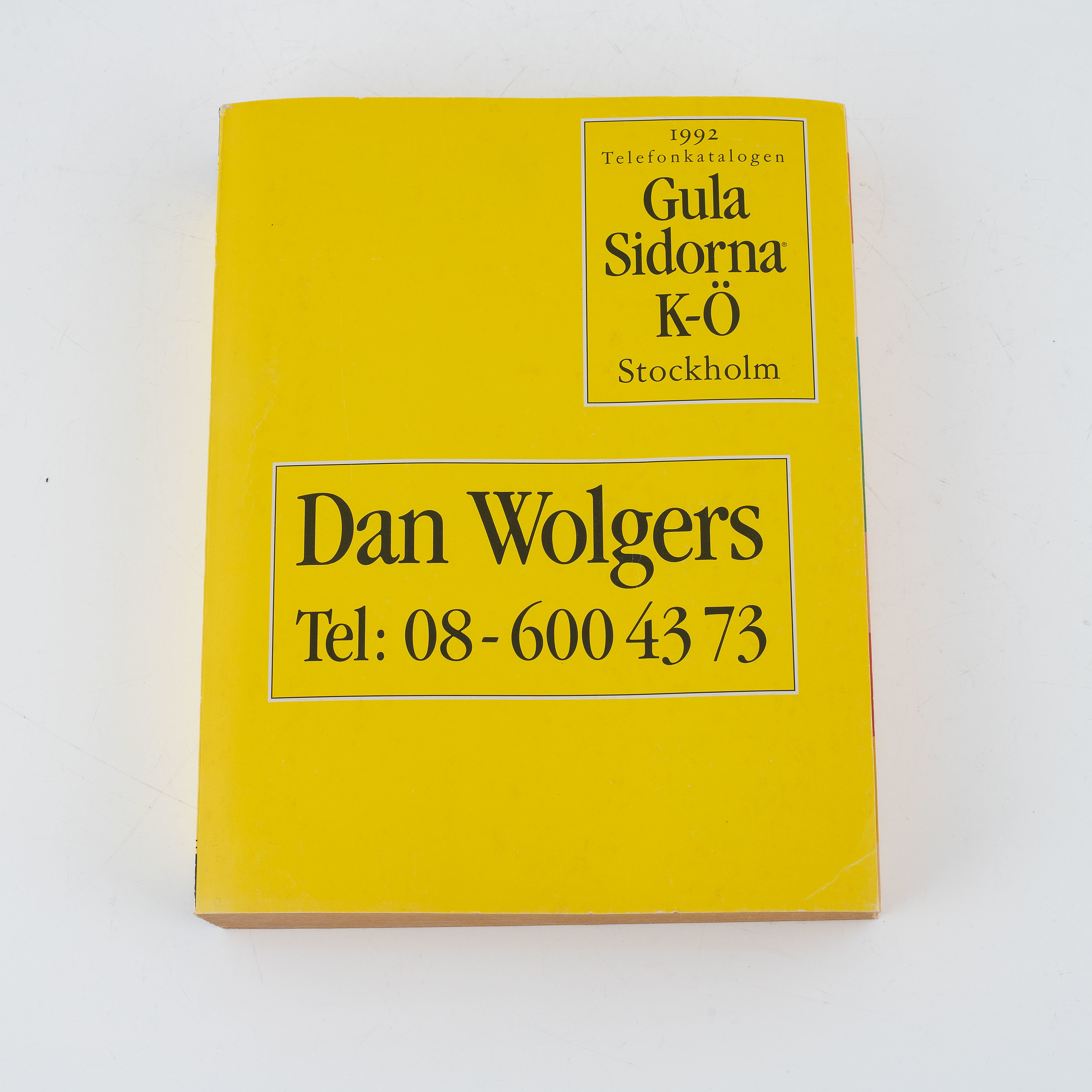 Dan Wolgers, telephone book, 1992. - Bukowskis