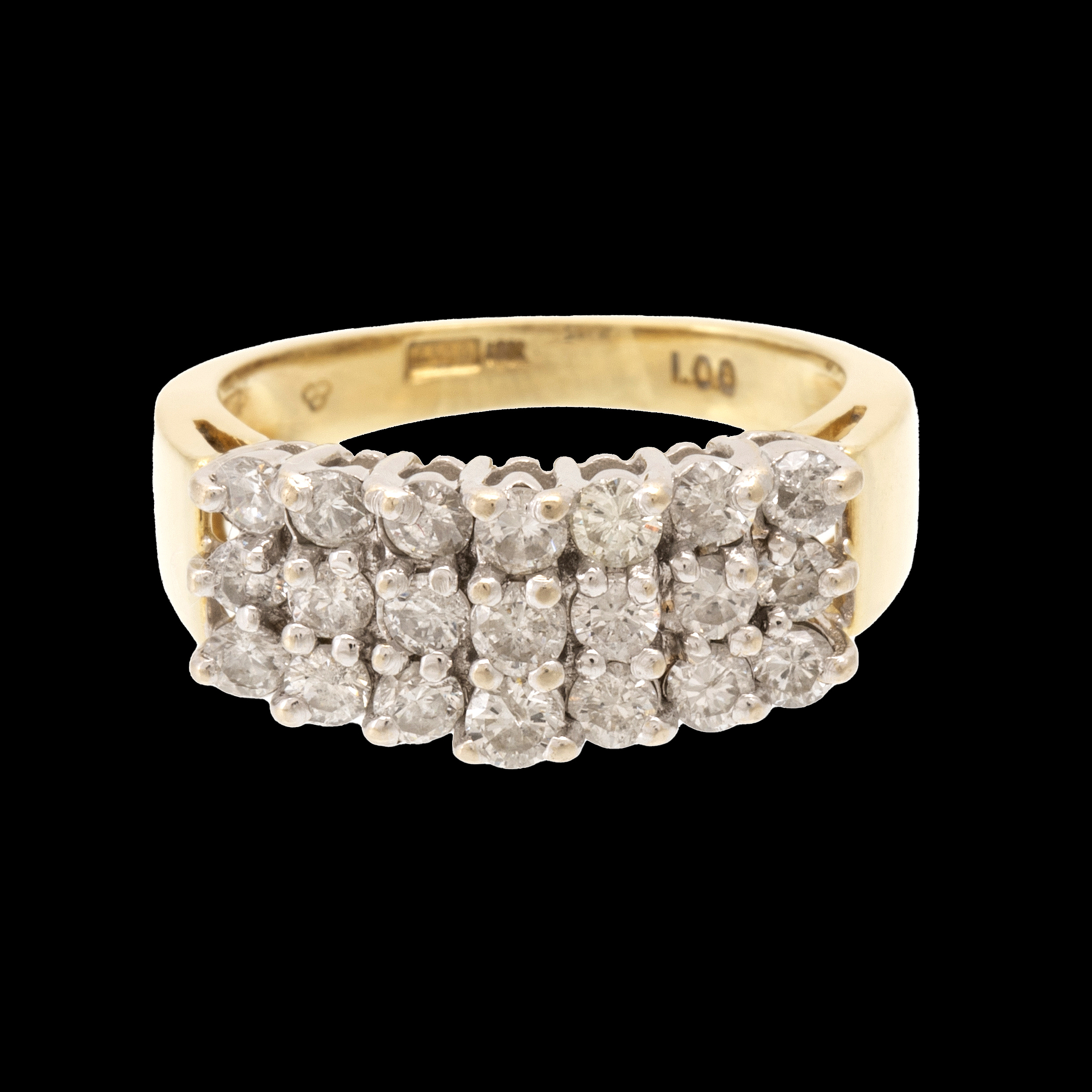 An 18K white and red gold ring set with round brilliant-cut diamonds ...