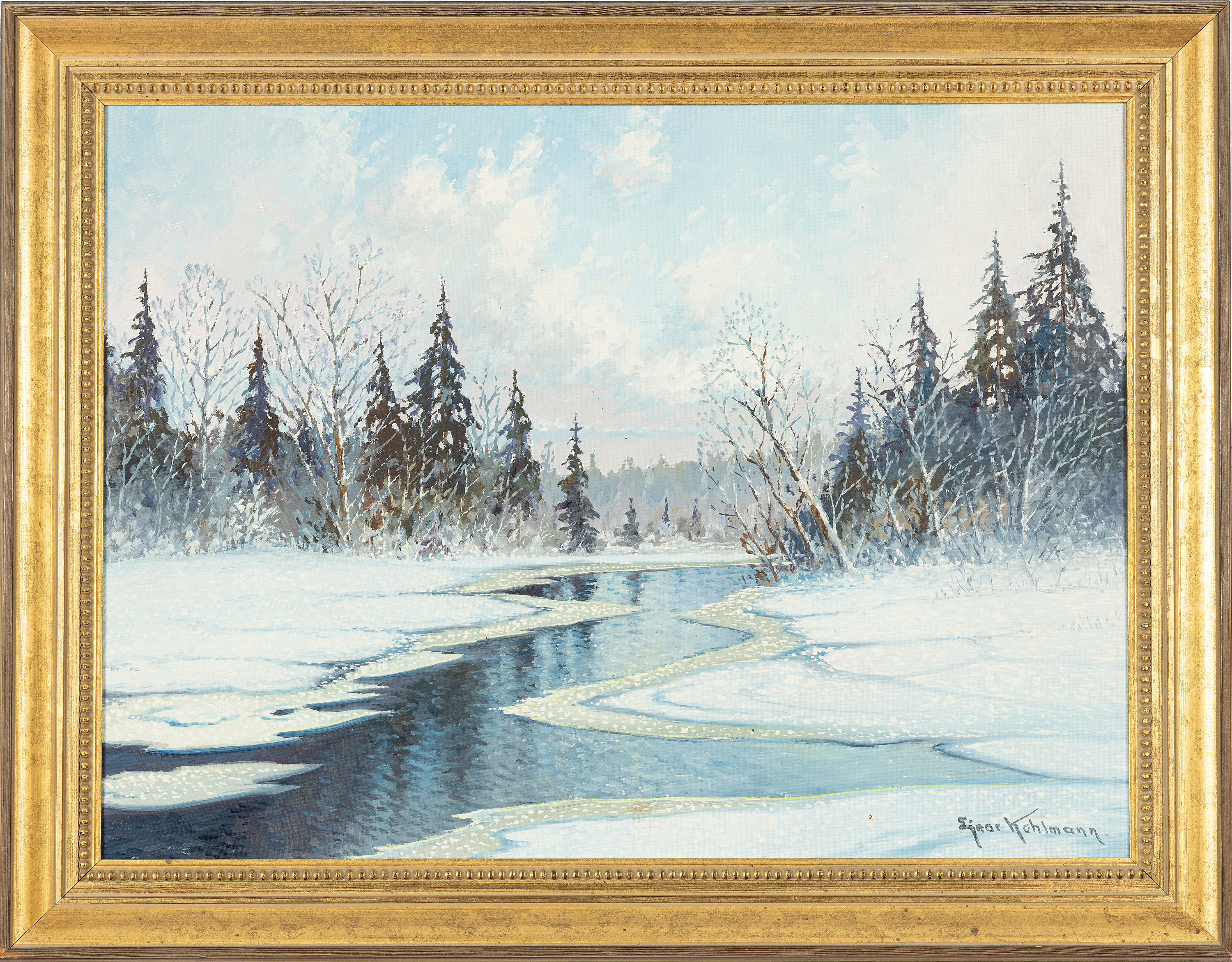 Ejnar Kohlmann, Winter Landscape with Frozen Lake. - Bukowskis