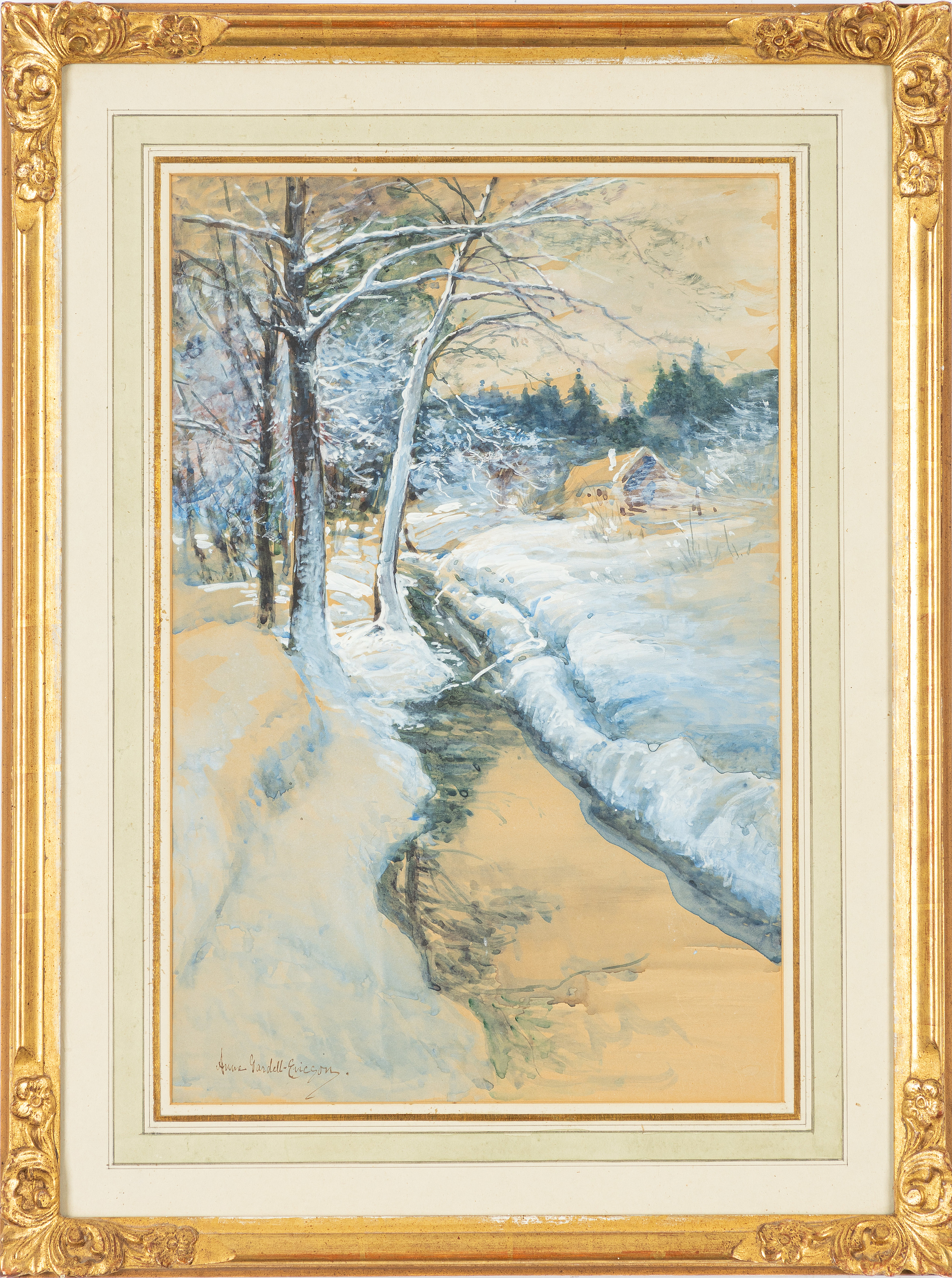 Anna Gardell-Ericson, Winter Landscape with River. - Bukowskis