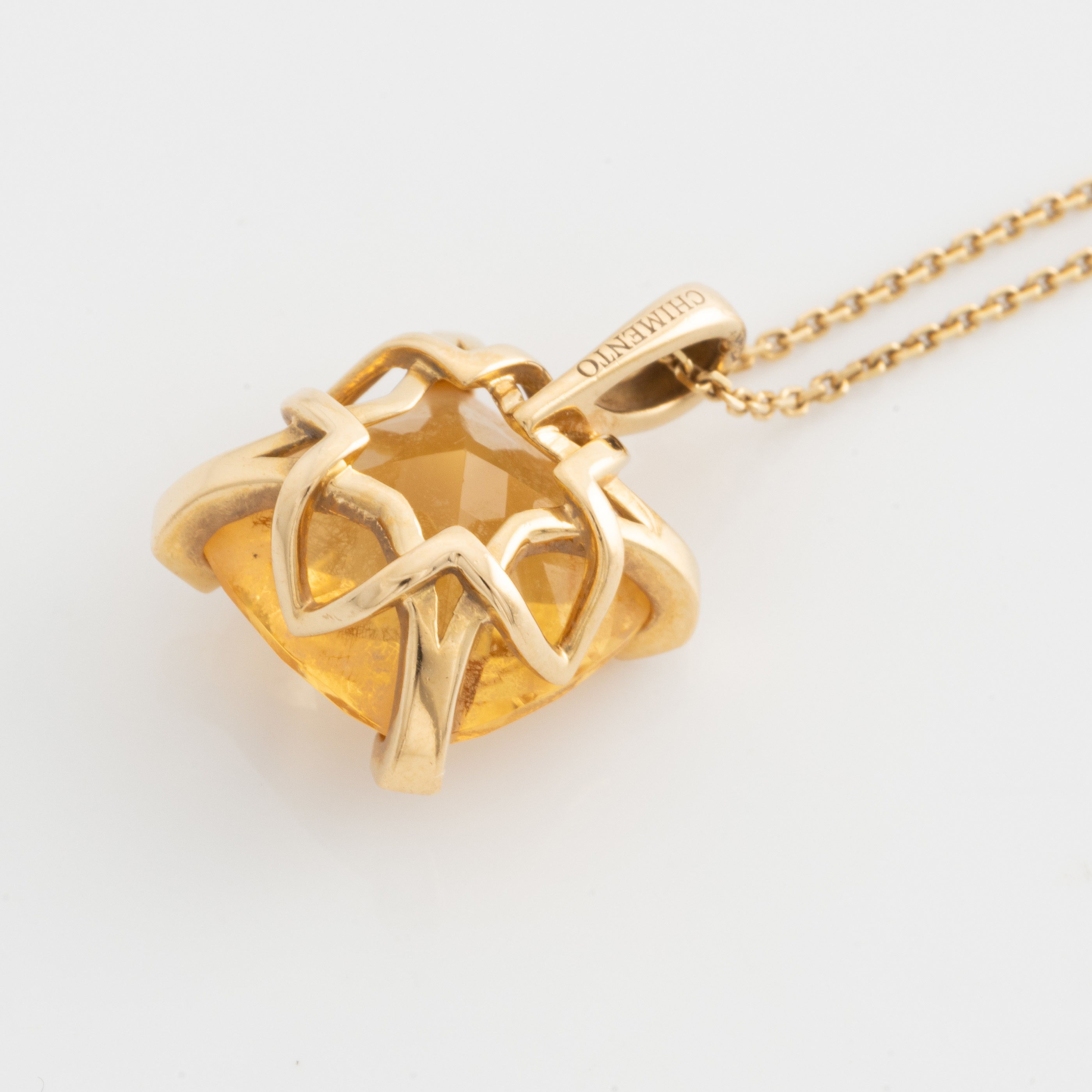 Chimento, pendant with chain, gold with citrine and brilliant-cut ...