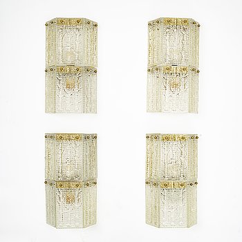 Carl Fagerlund, wall lamps, 4 pcs, Orrefors, second half of the 20th ...