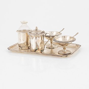 A Swedish silver five piece table centerpiece, mark of G A Dahlgren Ab ...