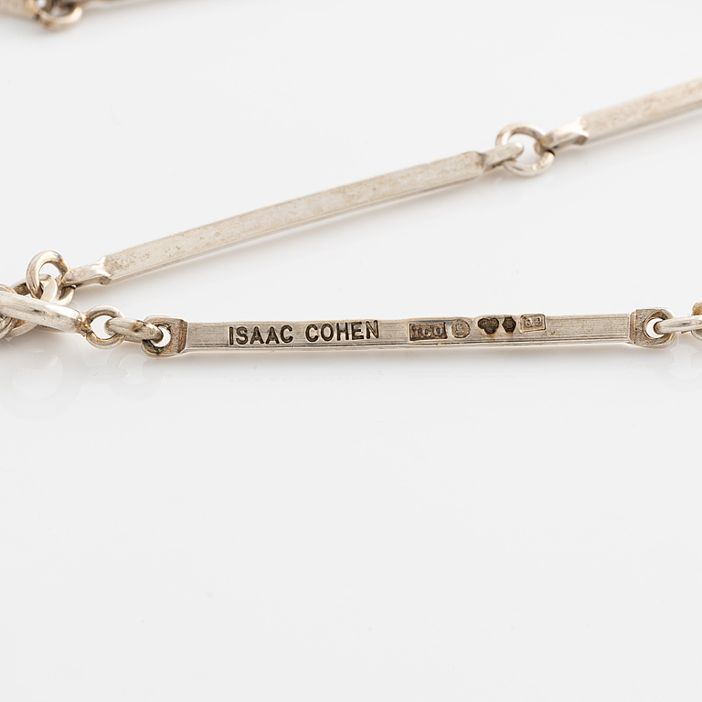 Isaac Cohen, collier silver med grön sten. - Bukowskis