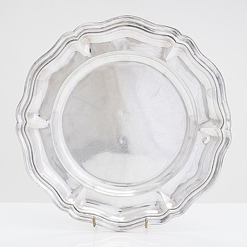 A Japanese pure silver platter with maker's mark Tanaka and jungin mark ...