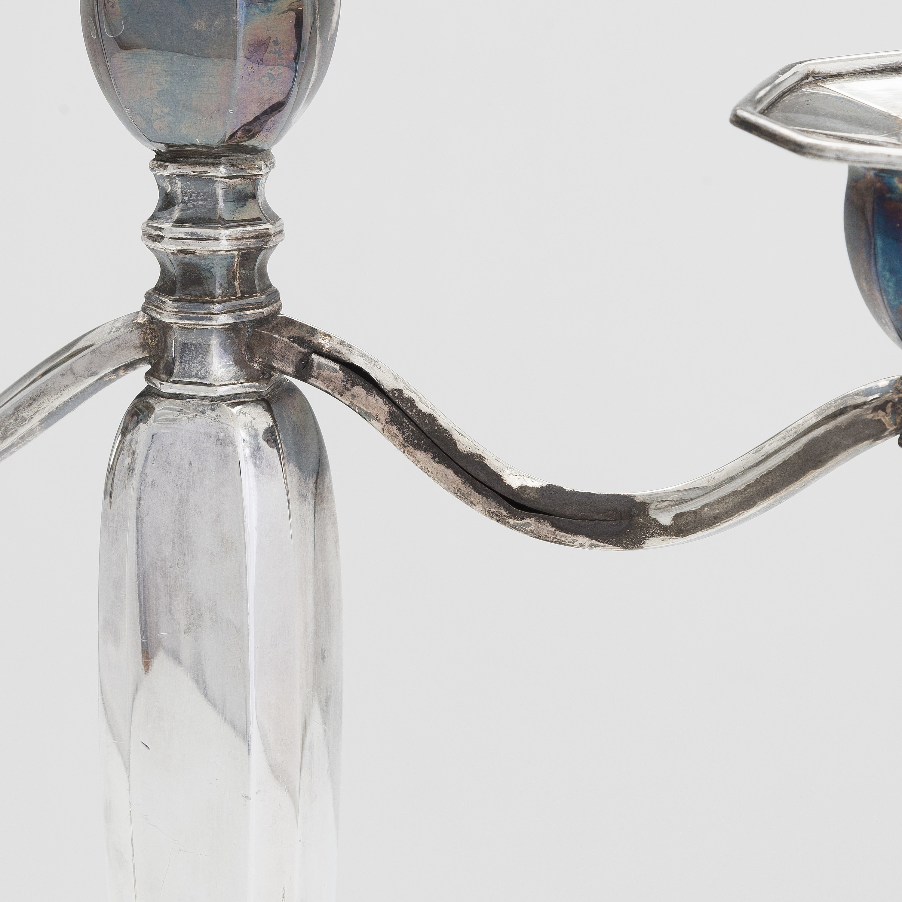 A pair of Suzuyo silver candelabra, jungin mark, Japan, Meiji Period ...