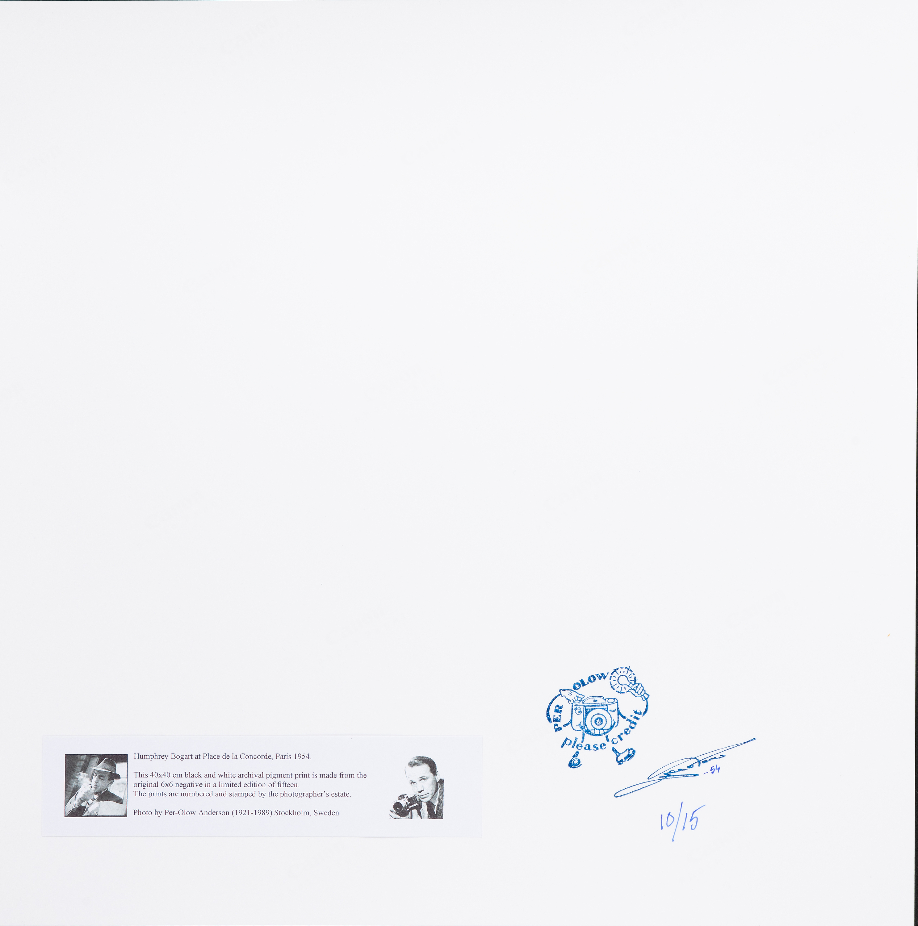 Per-Olow Anderson, "Humphrey Bogart at Place de la Concorde, Paris 1954 ...