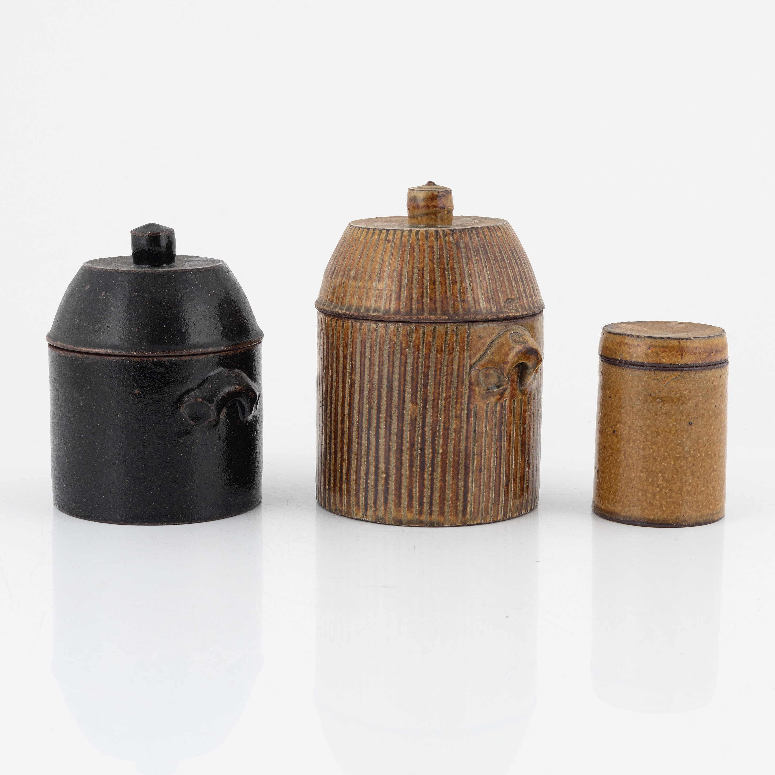 Kirsten Sloth, three urns with covers, own workshop, Denmark, later ...