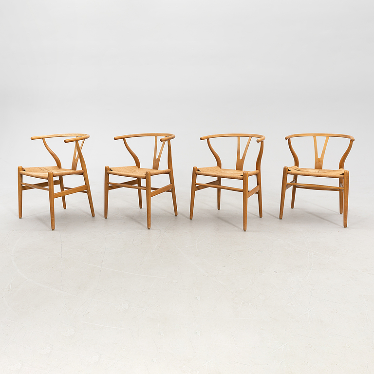 Hans Wegner, stolar 4 st, modell CH-24, "Y-stolen", Carl Hansen & Son, Odense, Danmark. - Bukowskis