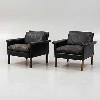 A pair of leather armchairs, Mio, Sweden, 1960's. - Bukowskis