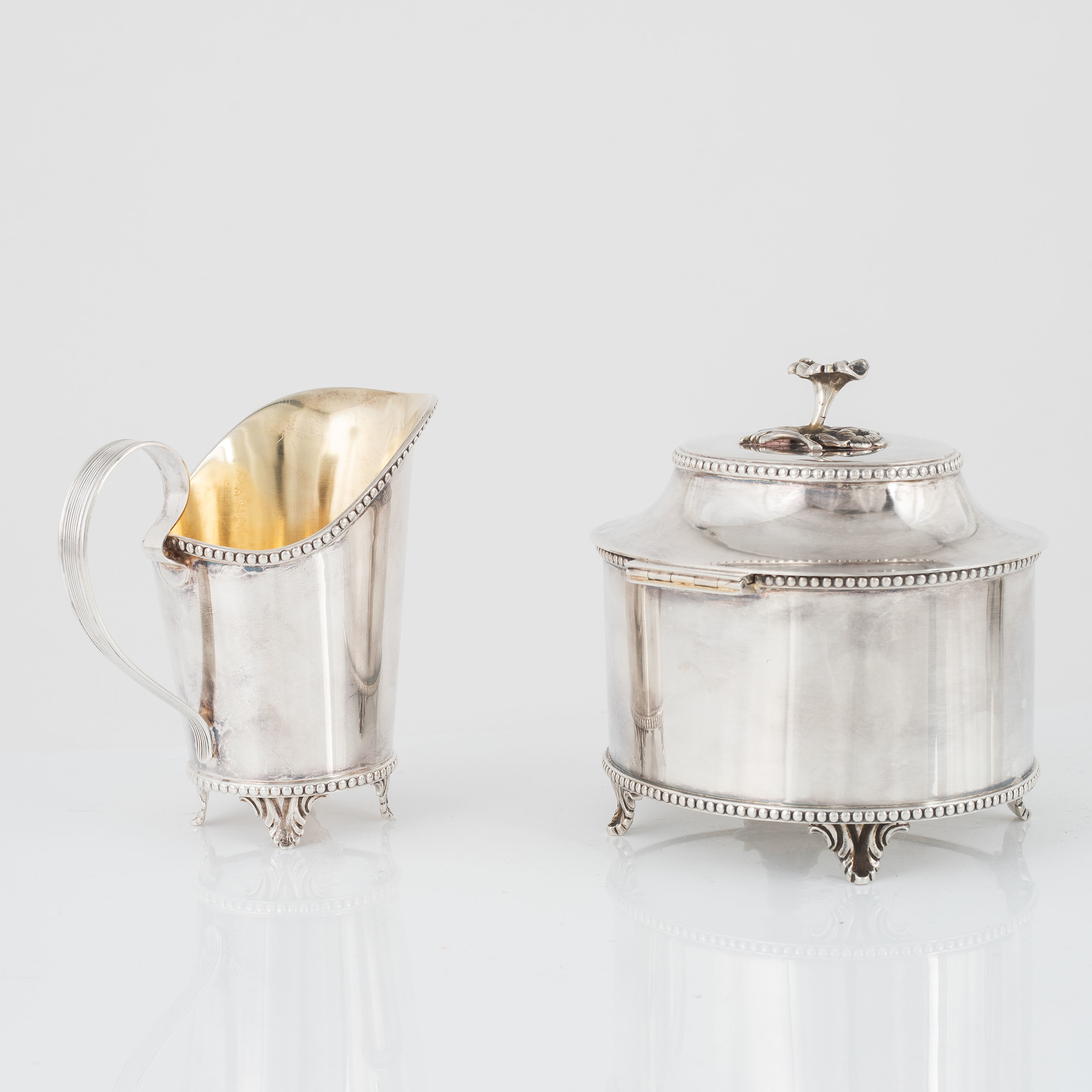A Swedish Silver Coffee Pot, Creamer and Sugar Bowl, Eric Löfman, MGAB ...