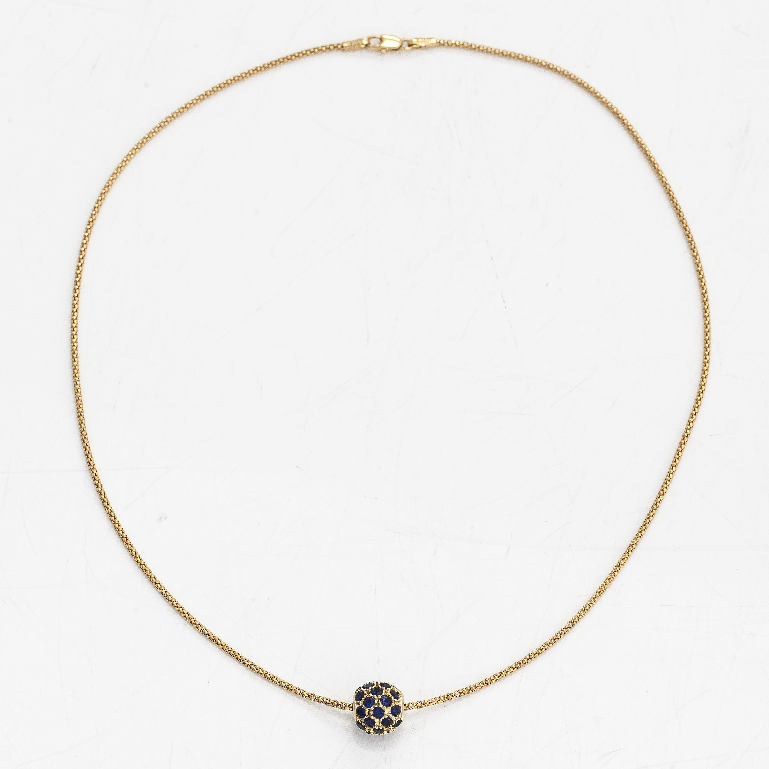Halsband, 14K guld och syntetiska safirer. Italien. - Bukowskis