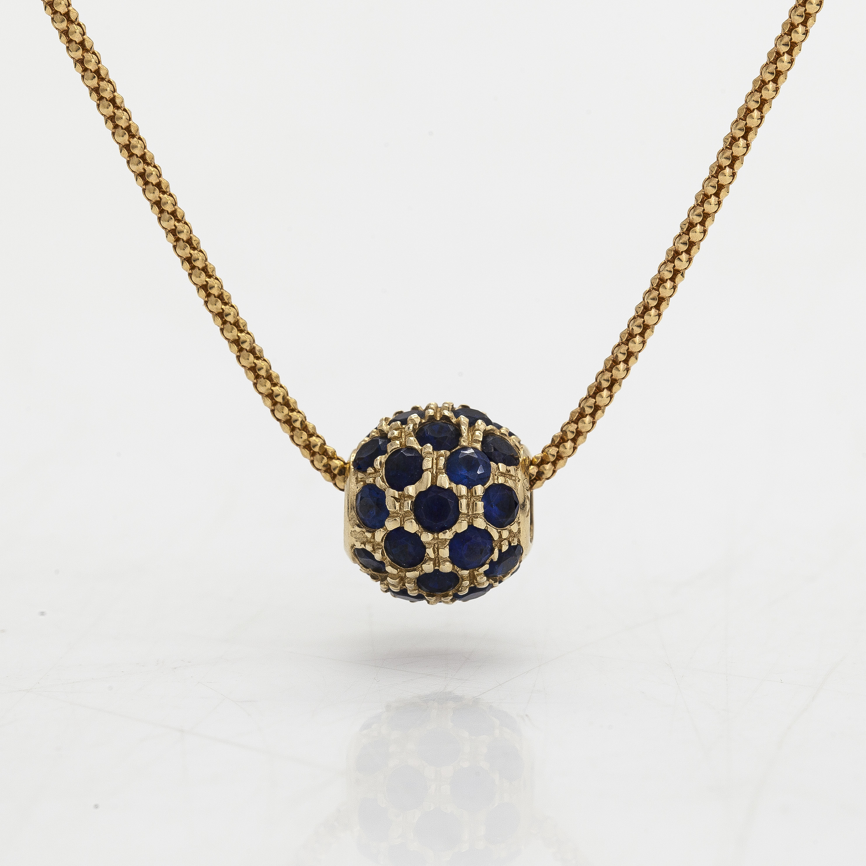 Halsband, 14K guld och syntetiska safirer. Italien. - Bukowskis