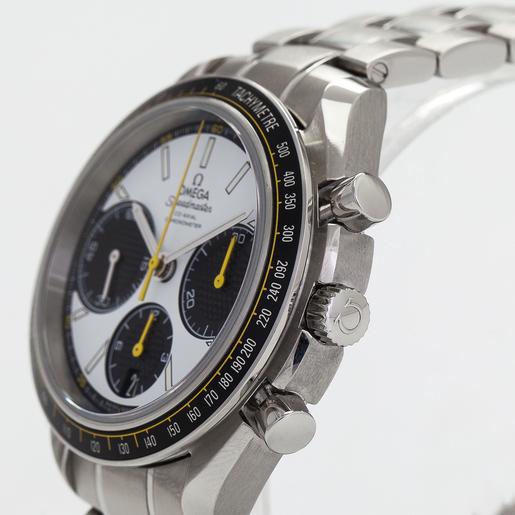 Omega, Speedmaster, Racing, "Panda", 100 m, chronograph, wristwatch, 40 ...