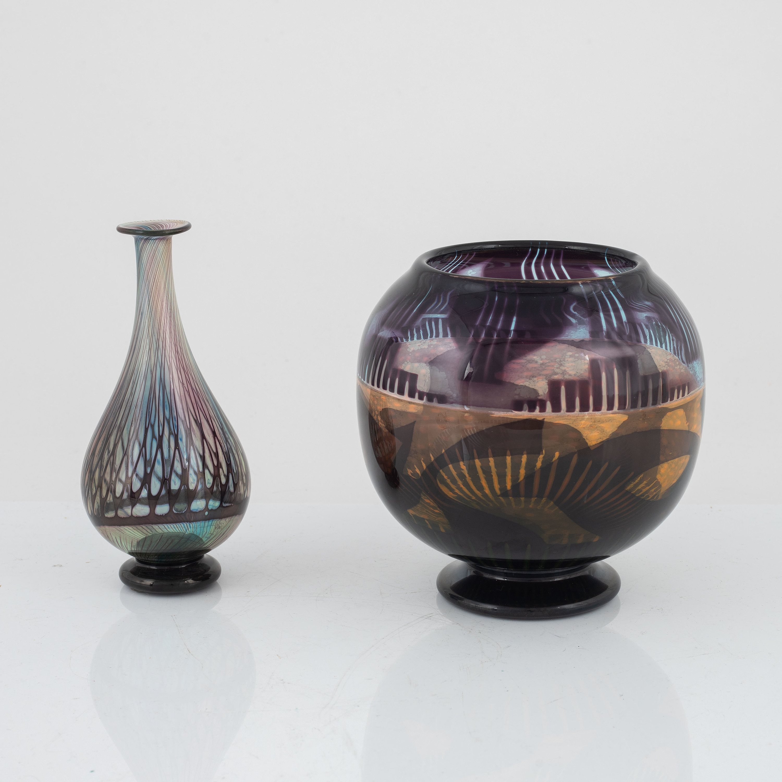 Eva Englund, a 'graal' glass vase and a bowl, Orrefors Gallery. - Bukowskis