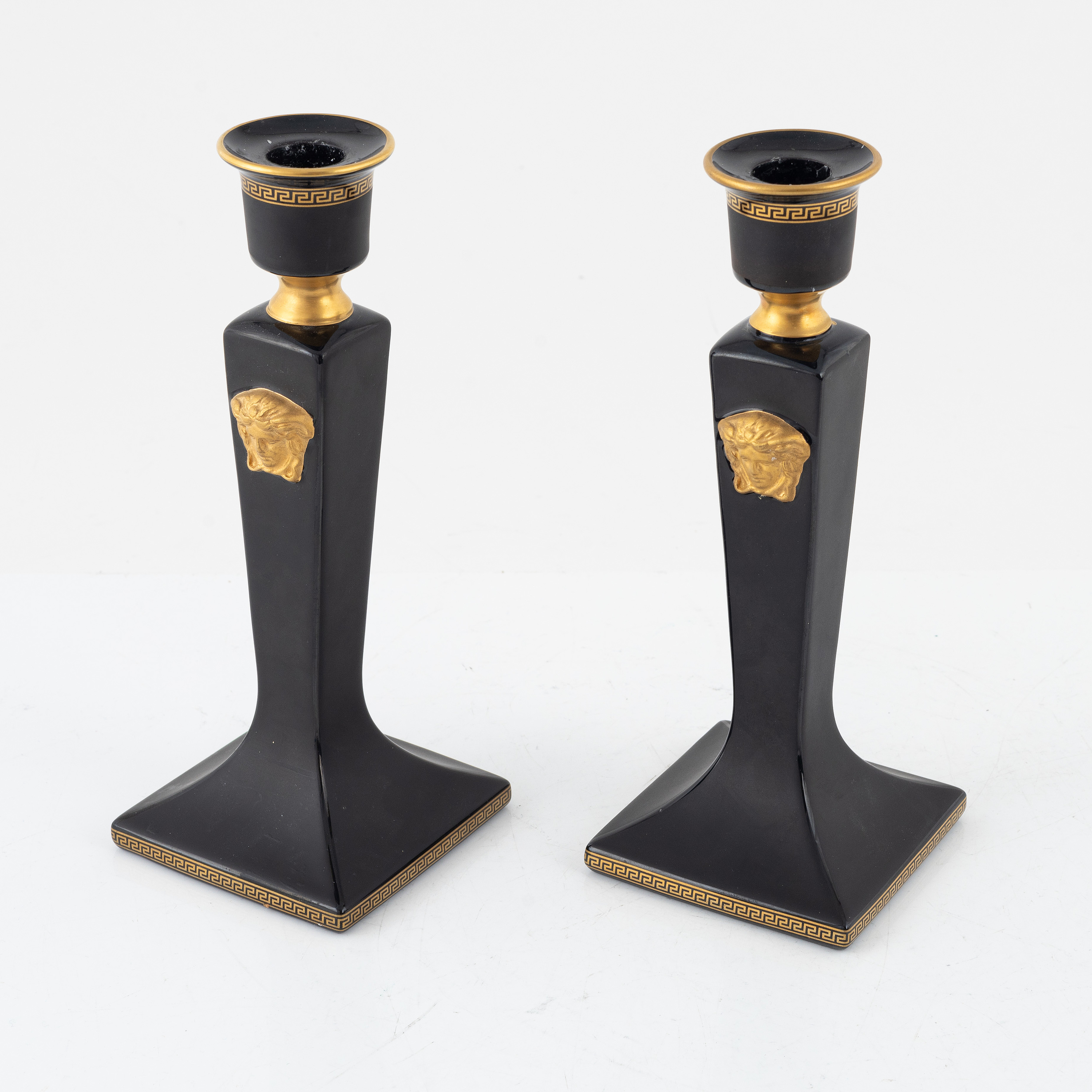 Candlesticks, a pair, porcelain, "Gorgona", Rosenthal for Versace ...