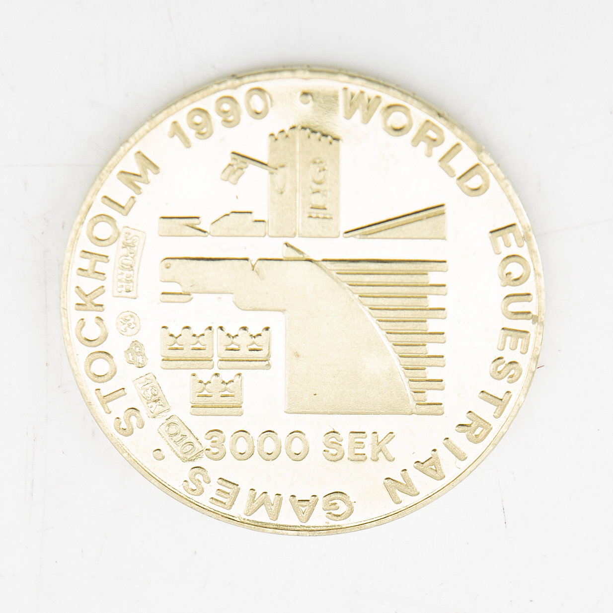Medalj, 18K guld 3000 kr Carl XVI Gustaf, World Equestrian games ...