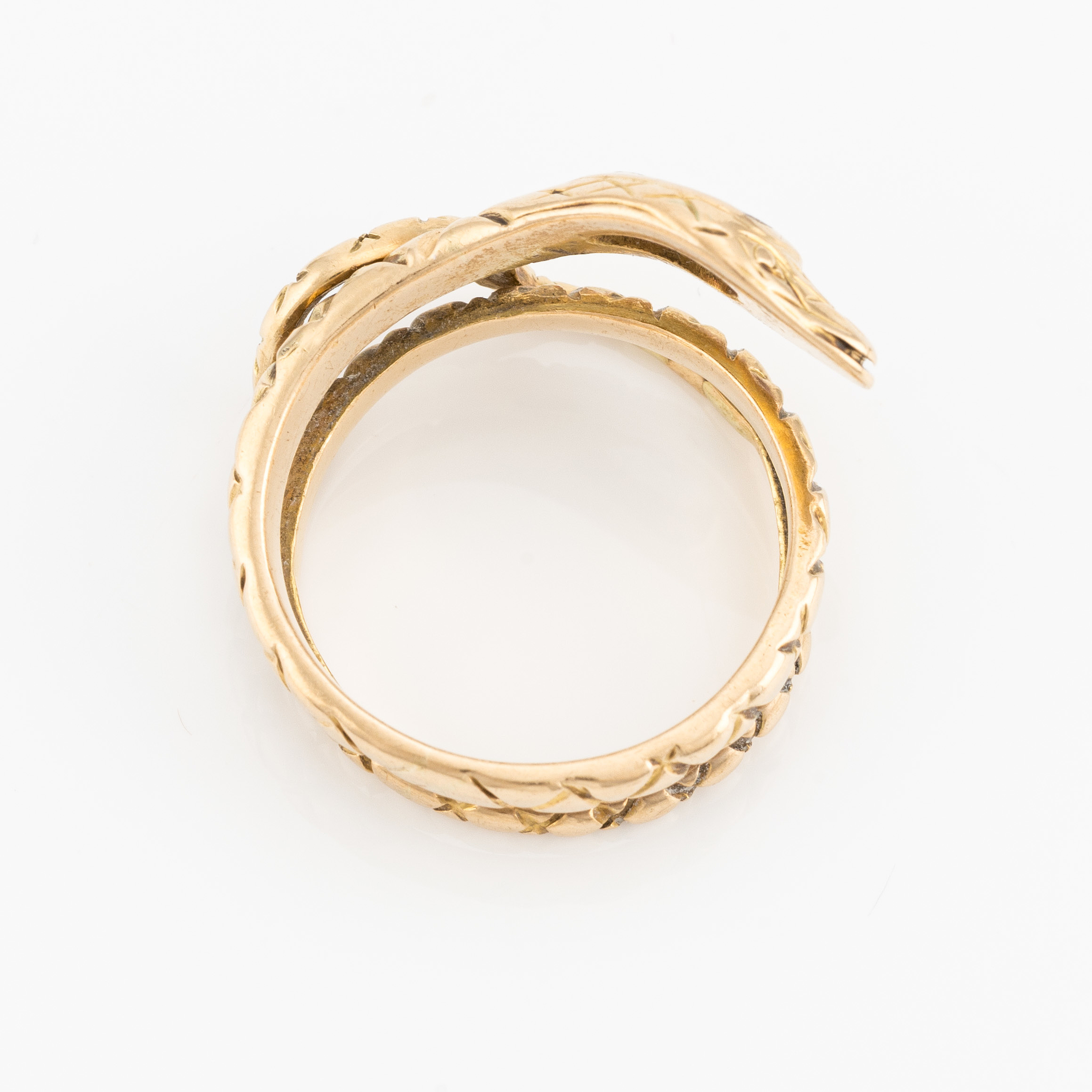 Ring in the shape of a serpent, 18K gold and rose-cut diamond. - Bukowskis