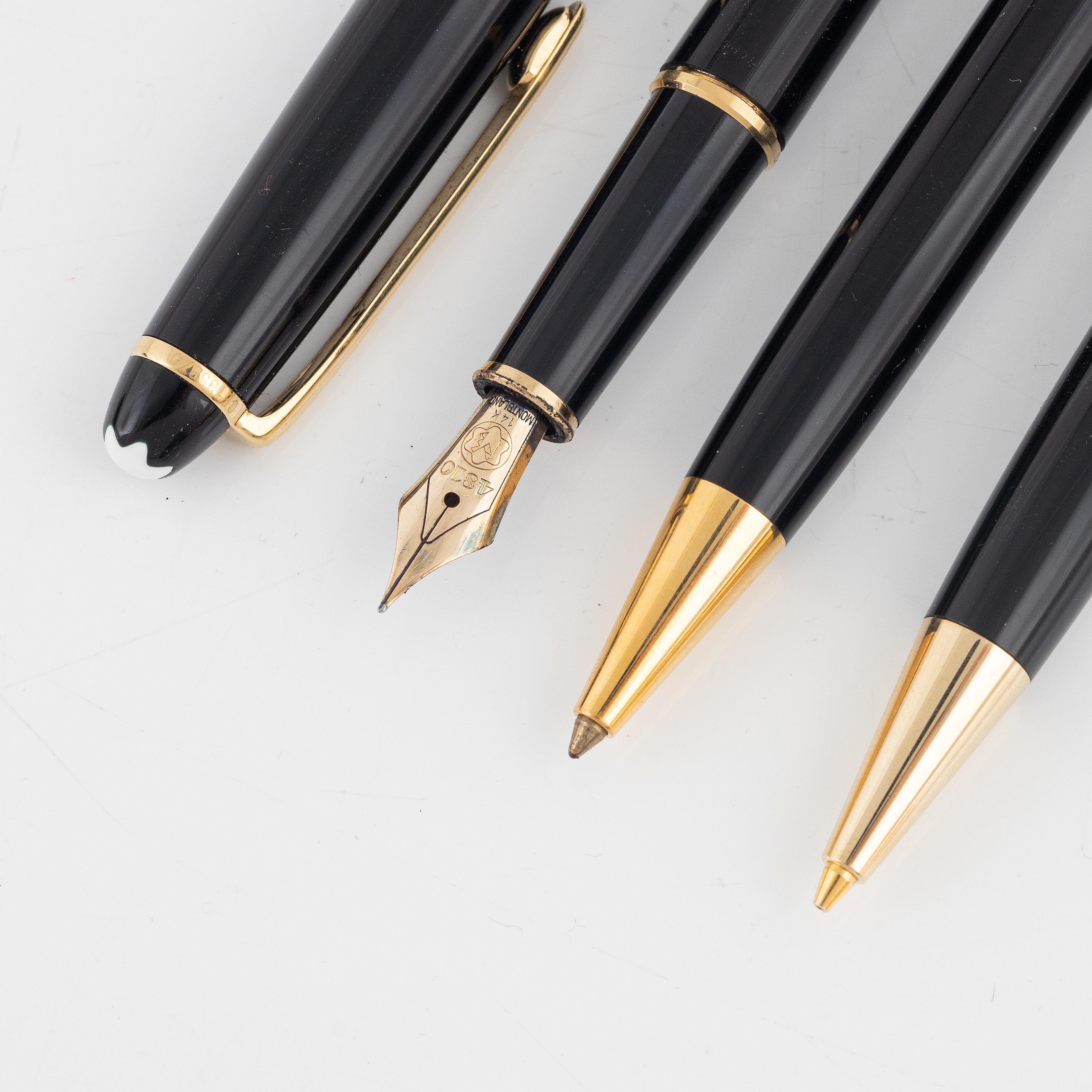 Montblanc, two fountain pens and one ball-point pen, Meisterstück ...