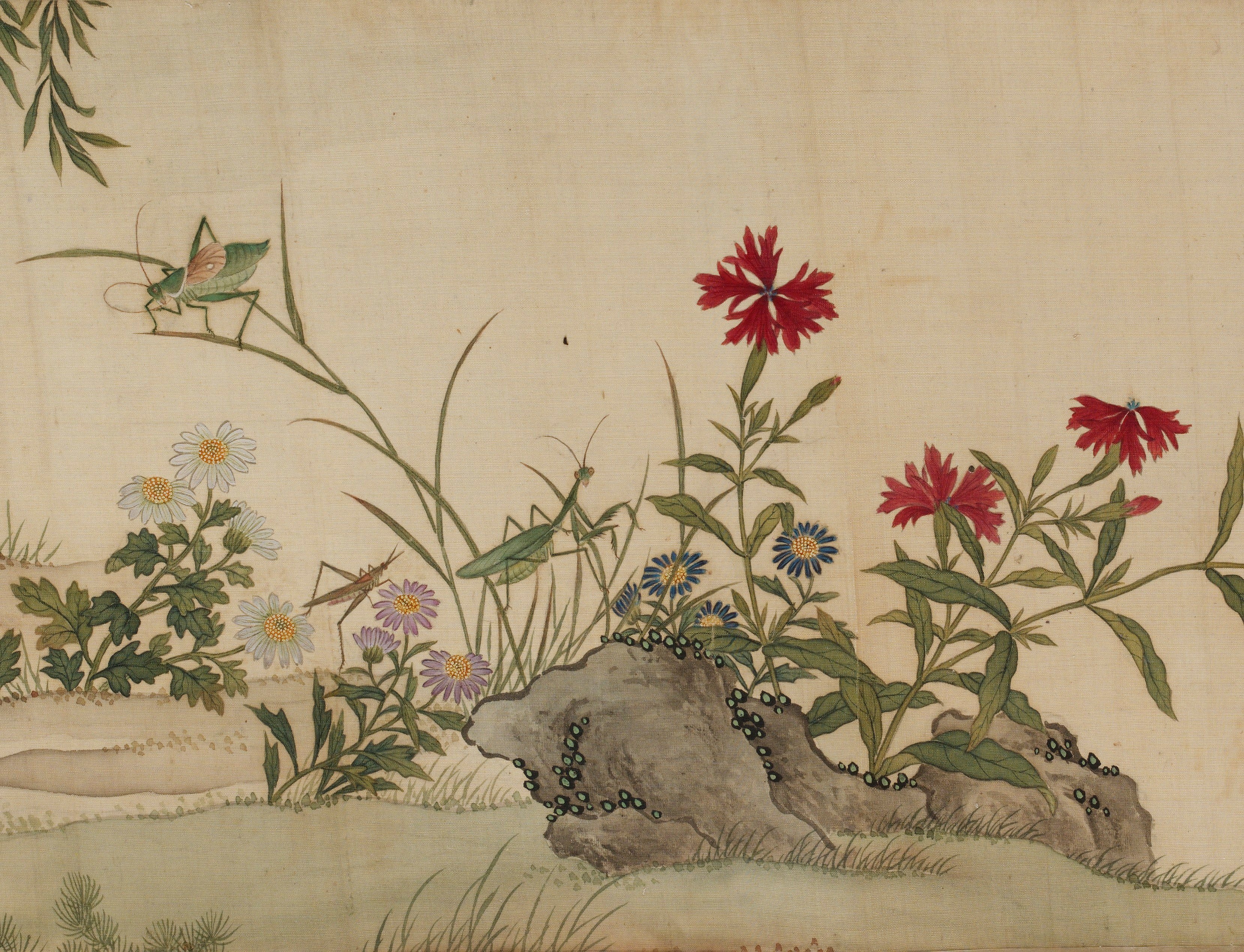A Chinese handscroll, watercolour on silk and paper, early 20th Century ...