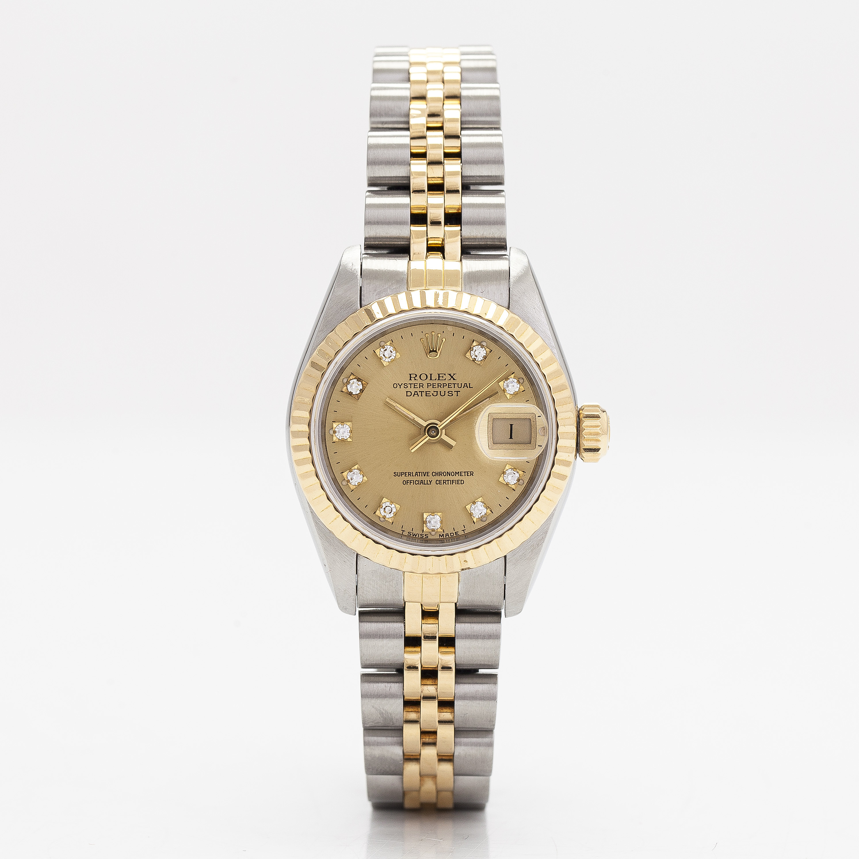 Rolex, Oyster Perpetual, Datejust, "Diamond Dial", wristwatch, 26 mm ...