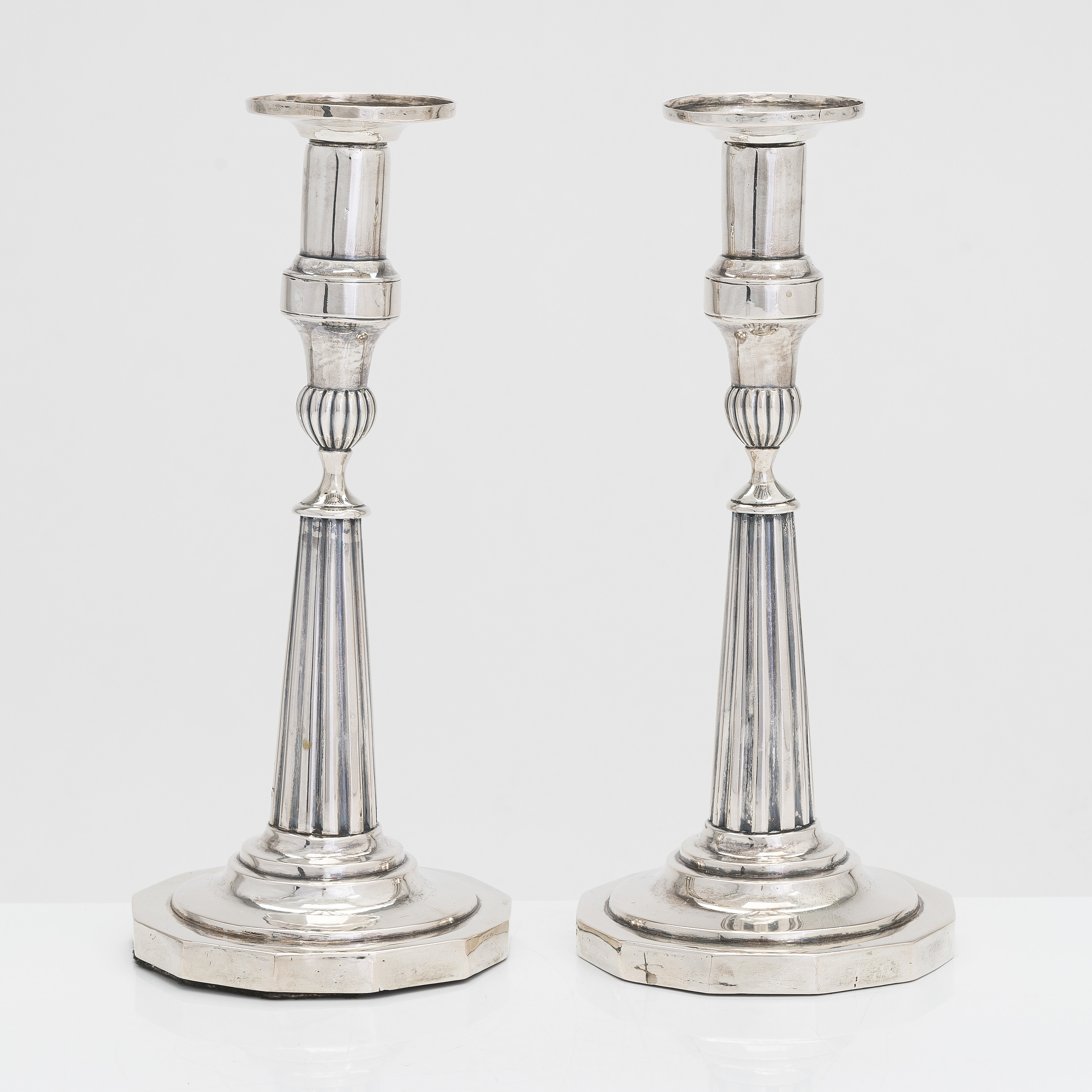 A pair of early 19th-century silver candlesticks from Berlin, maker's ...