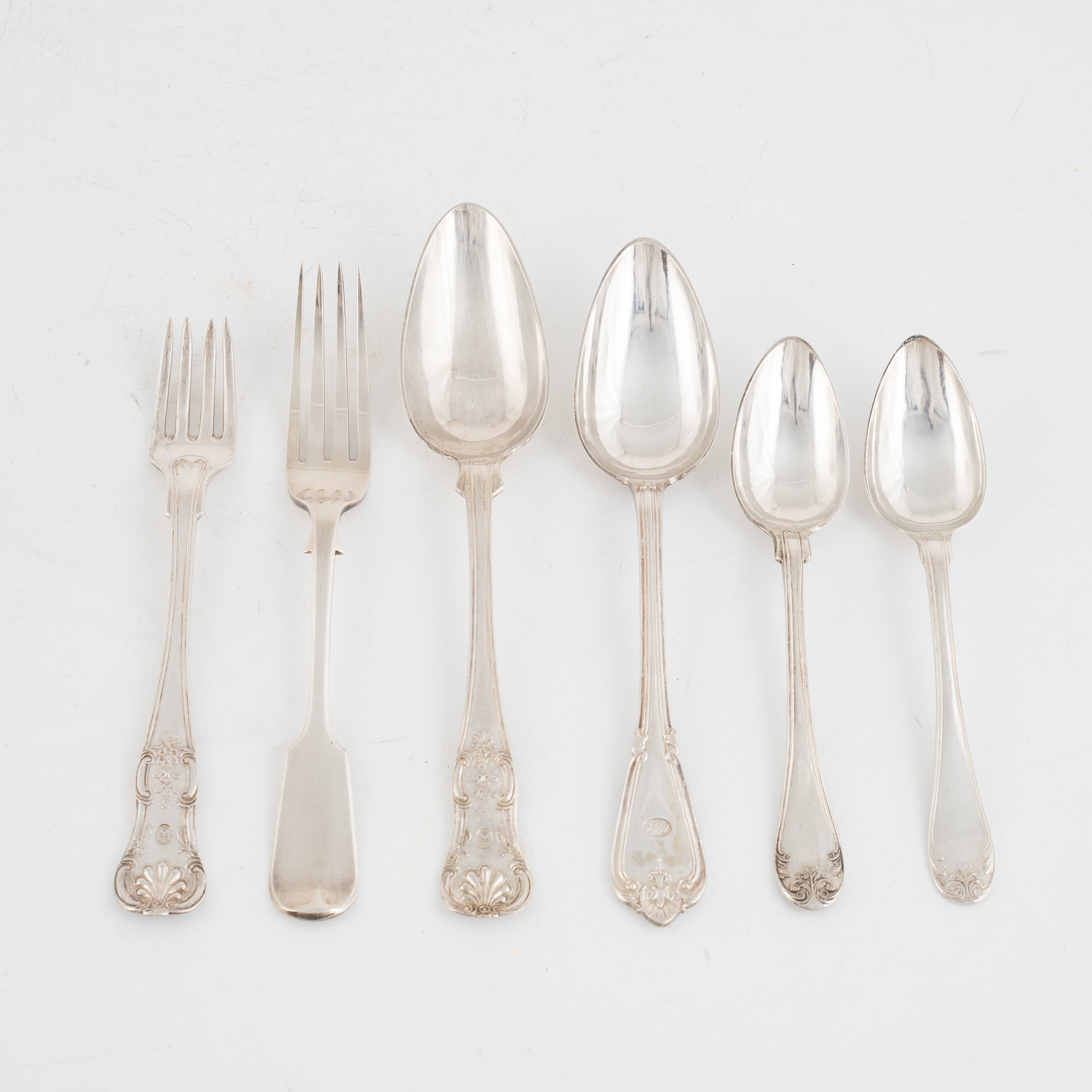 Bestick, 23 delar, silver, olika modeller, bl a "Gammal Fransk ...