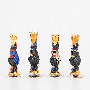 a set of four 'Devil' shot glasses, from the 'Nobel' series, Orrefors ...