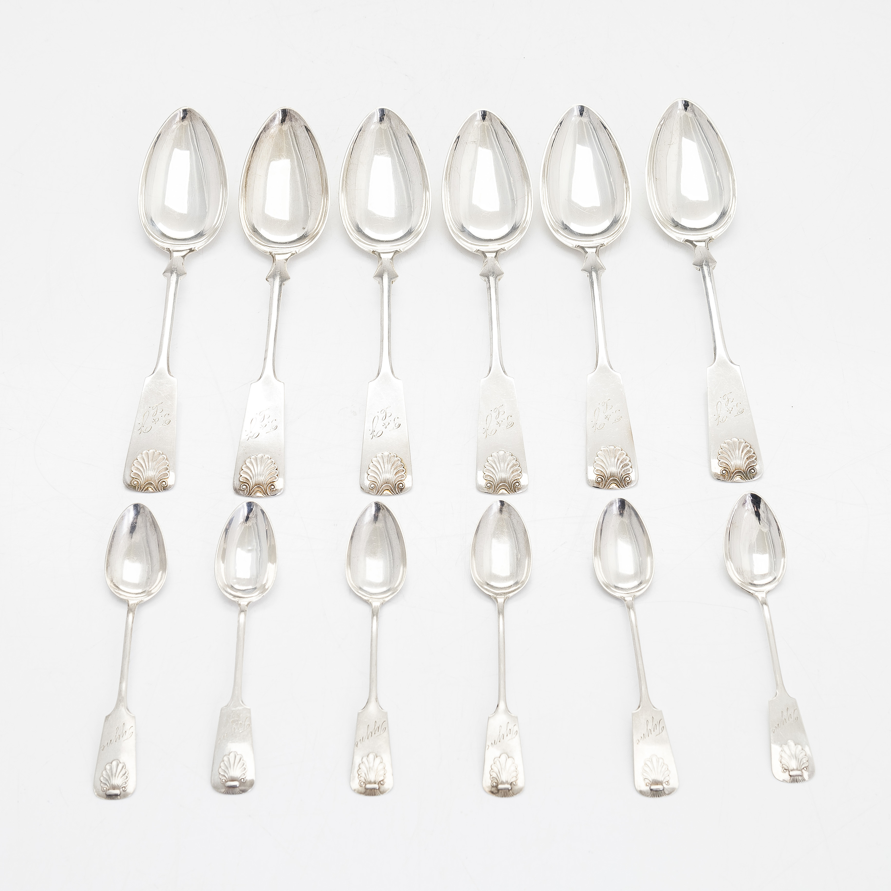 Cutlery set, 24 pieces, silver, Shell decorated handle, Finnish ...