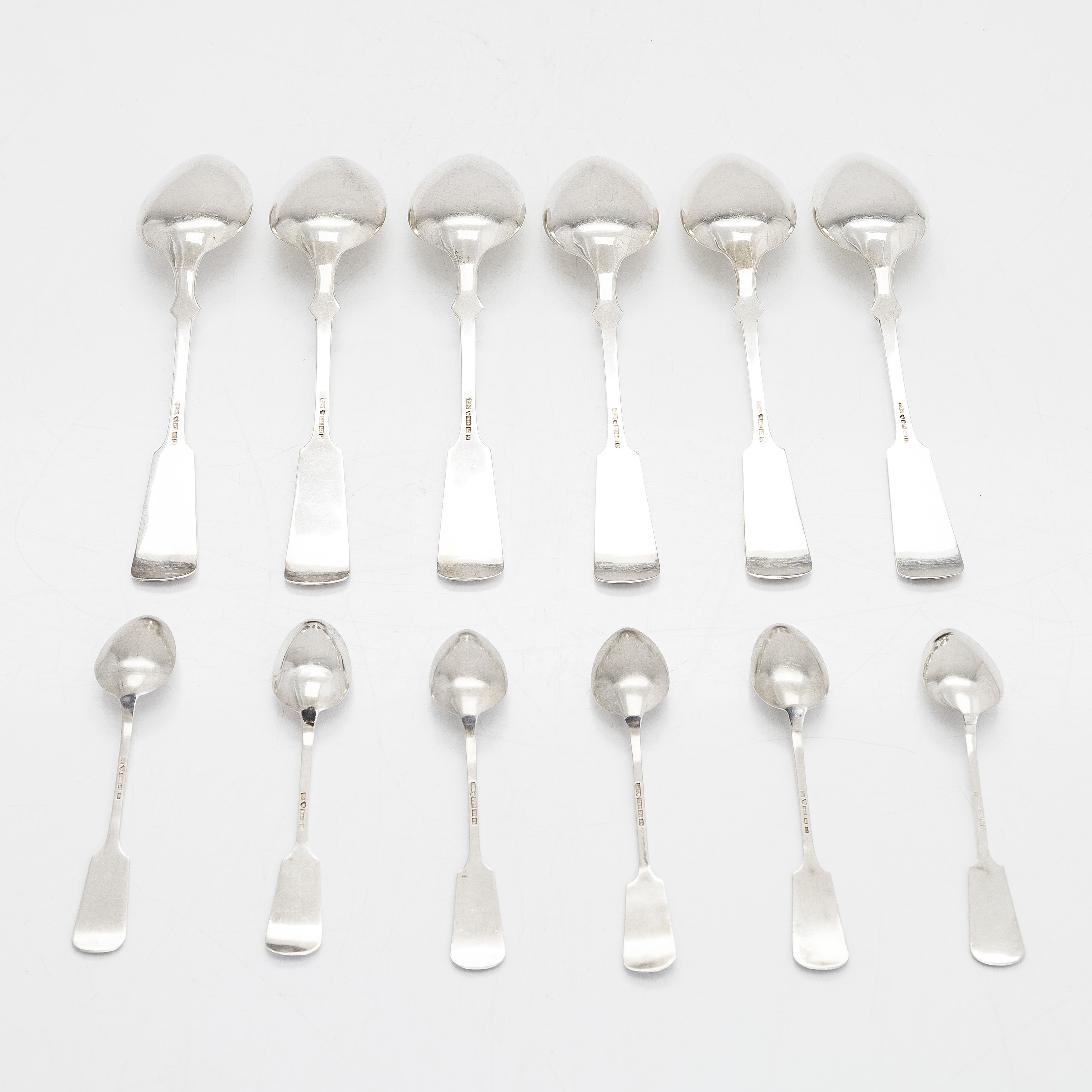 Cutlery set, 24 pieces, silver, Shell decorated handle, Finnish ...