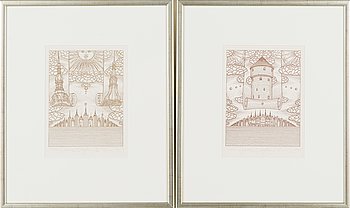 Vello Vinn, 'Tallinna pildid I' and 'Tallinna pildid III'. - Bukowskis