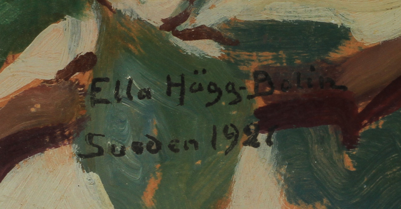 ELLA HÄGG-BOLIN, olja på pannå. Sign och dat 1921. - Bukowskis