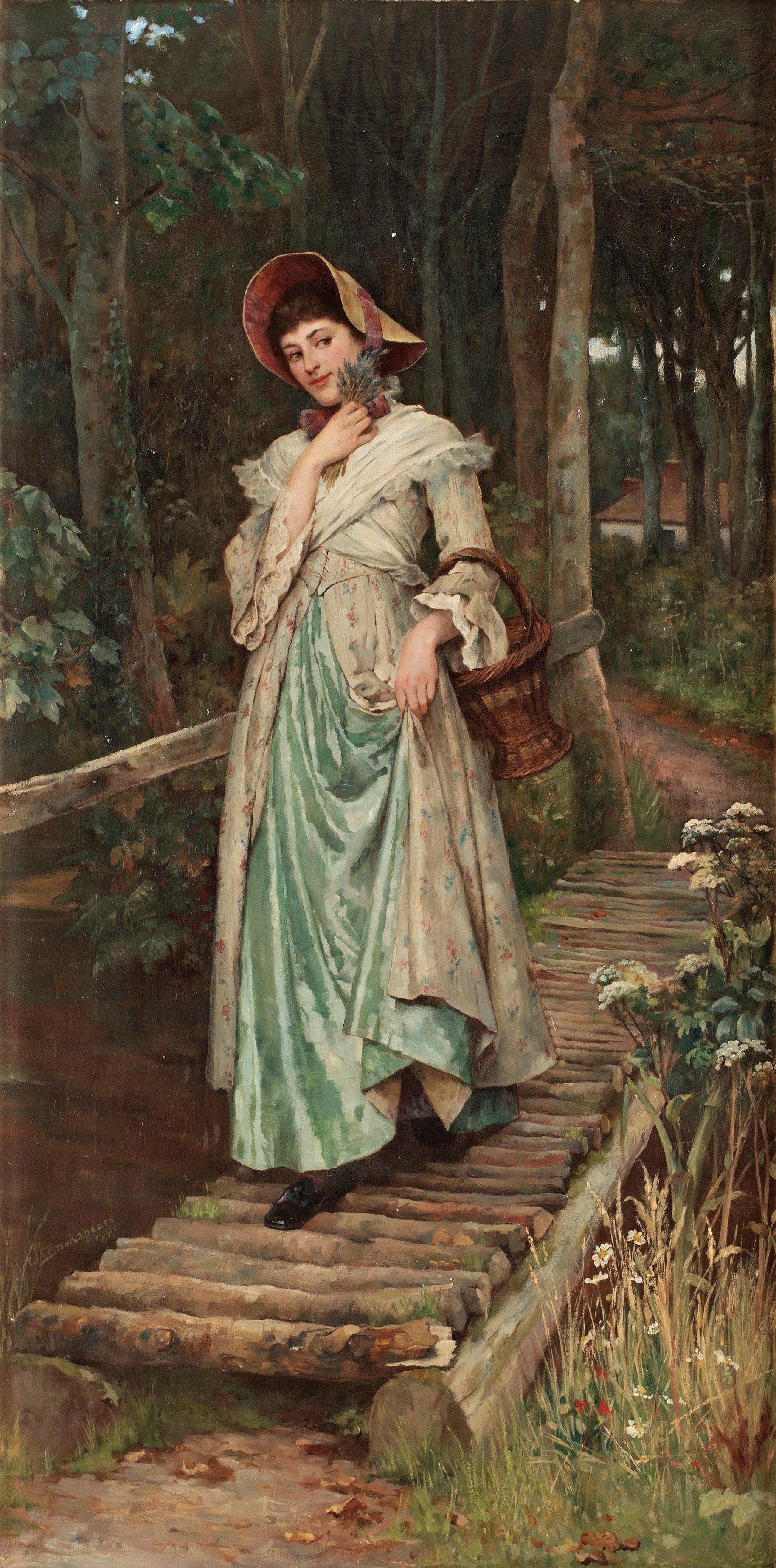 William A Breakspeare, Young woman on a bridge. - Bukowskis