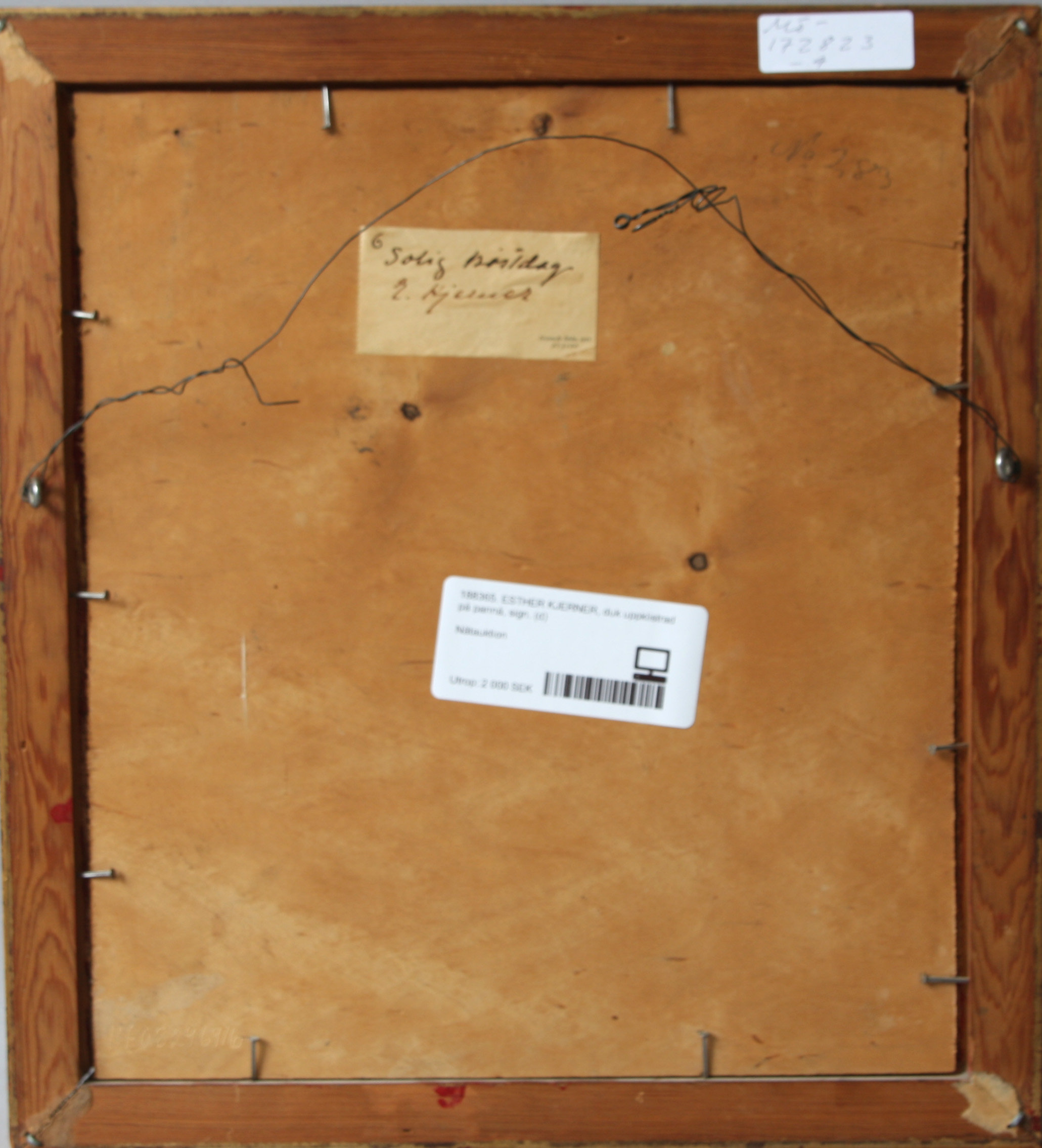 ESTHER KJERNER, duk uppklistrad på pannå, sign. - Bukowskis