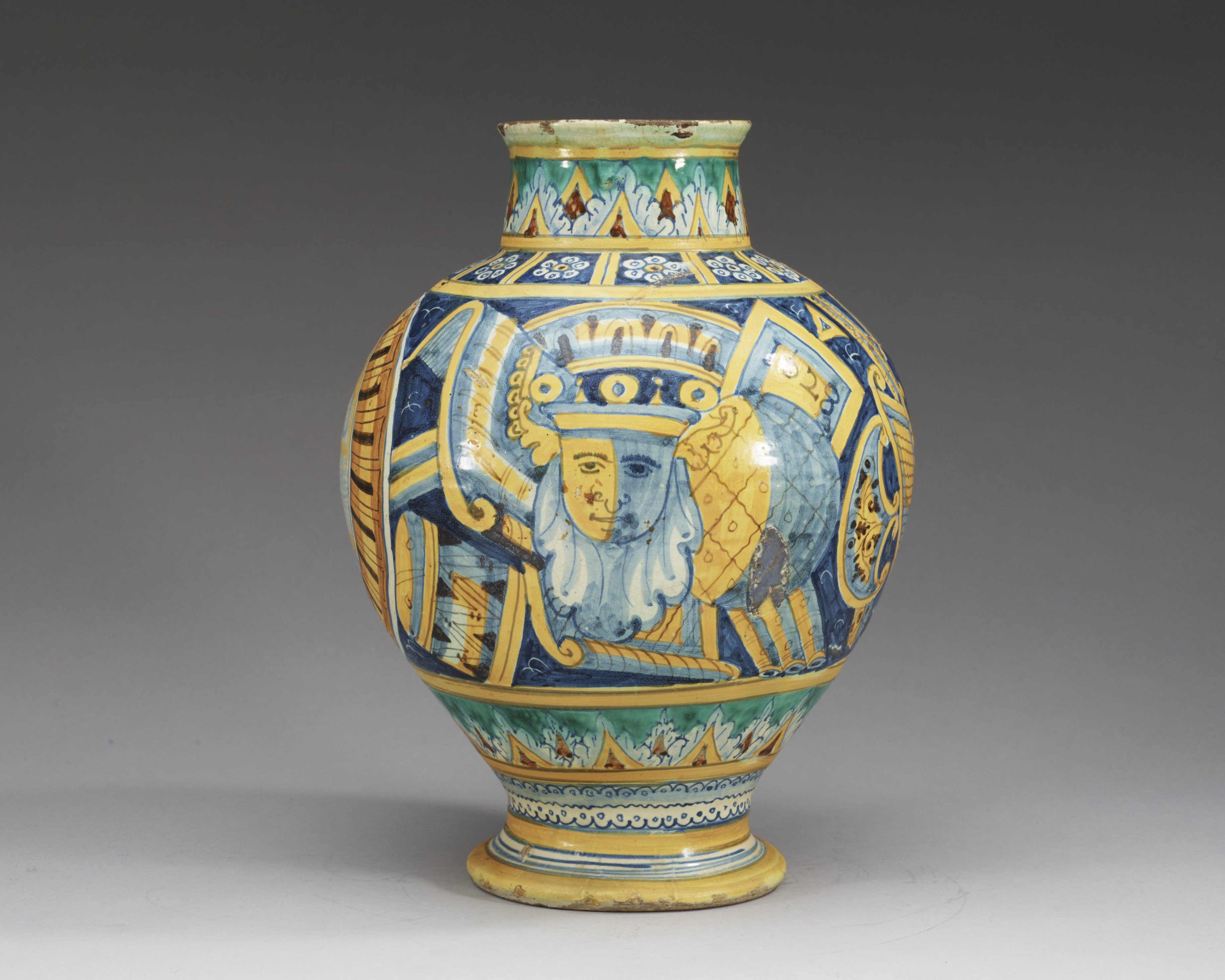 An Italian majolica albarello, presumably Urbino, 17/18th Century ...
