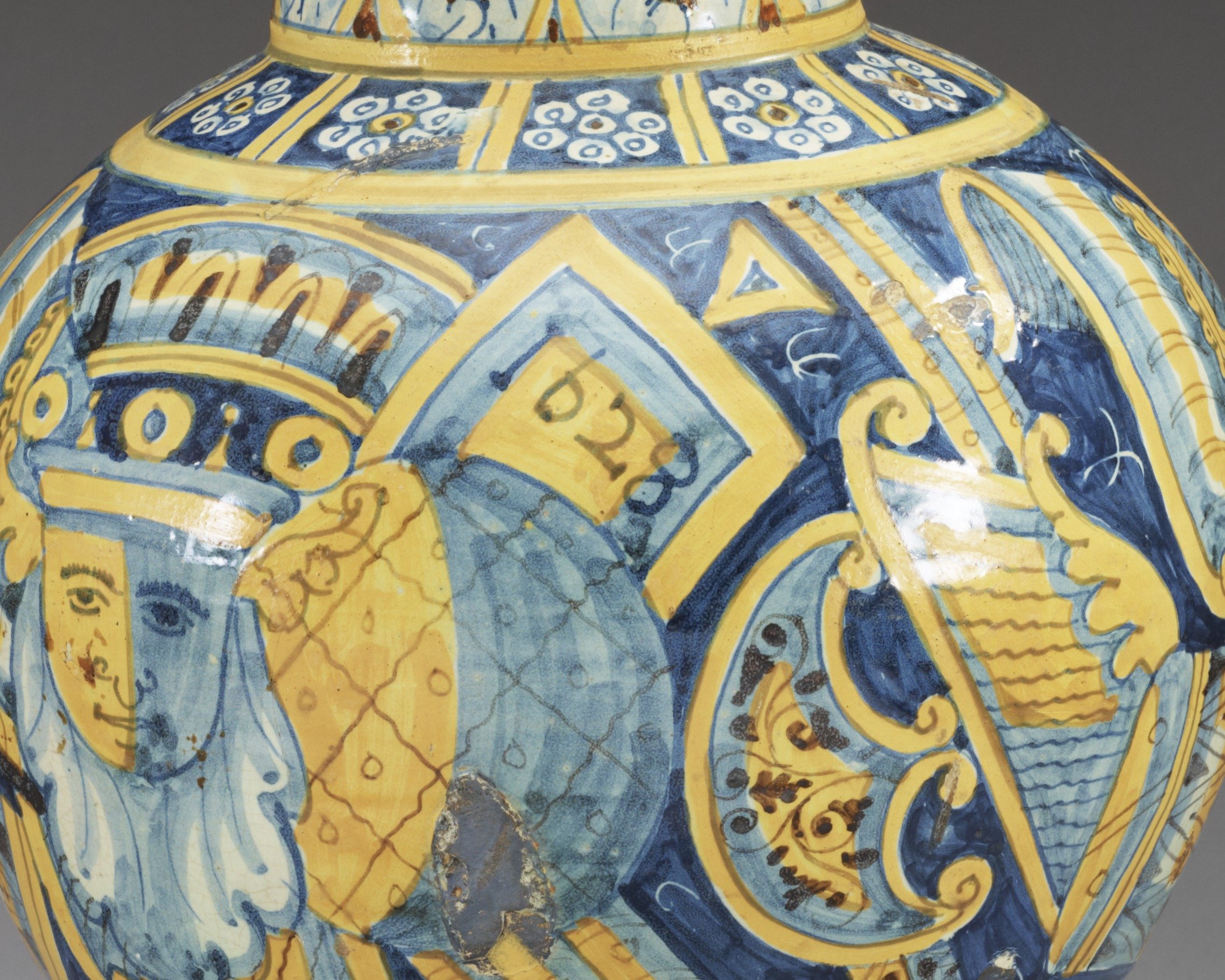 An Italian majolica albarello, presumably Urbino, 17/18th Century ...