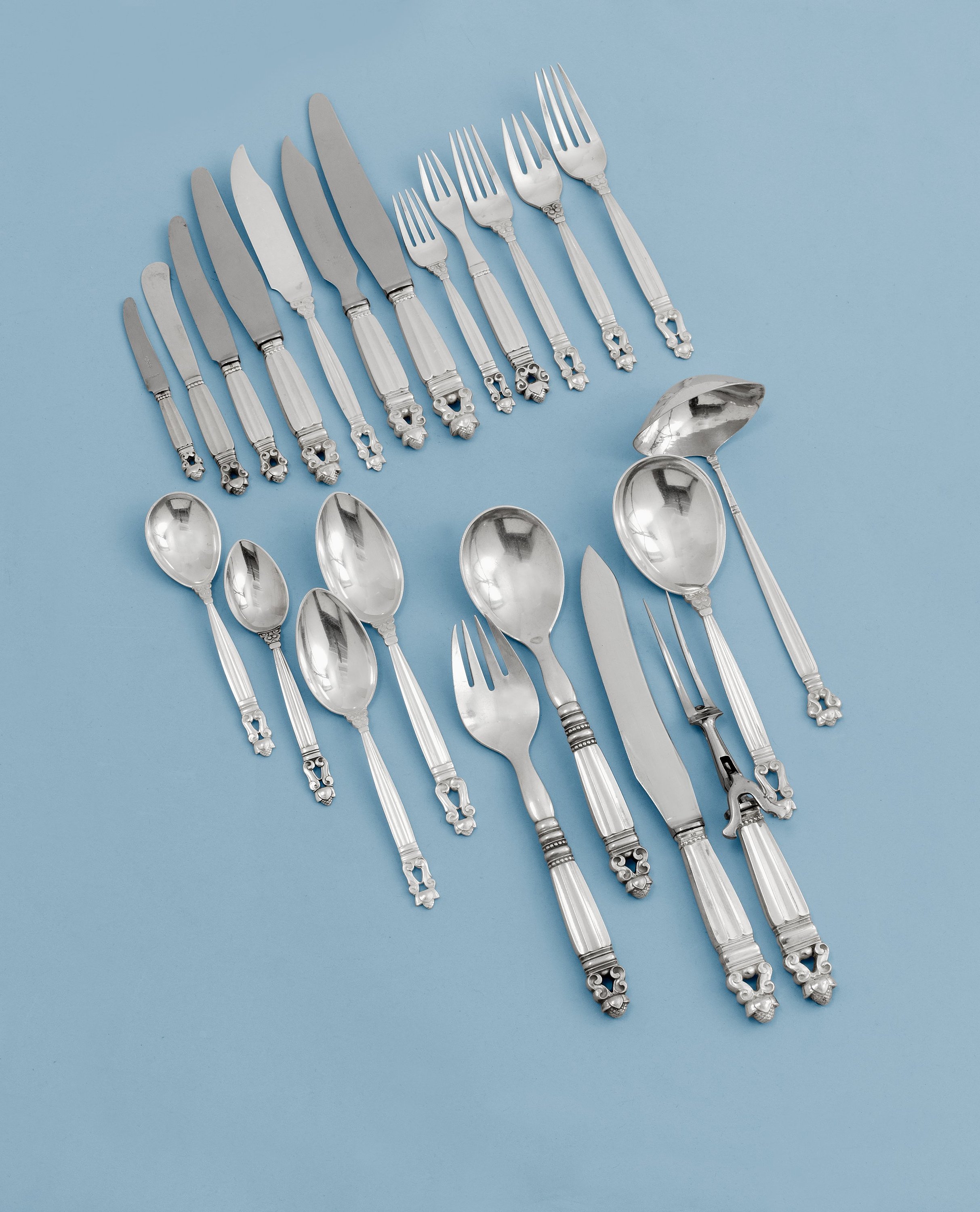 A Johan Rohde set of 147 pcs of flatware 'Acorn', Georg Jensen ...