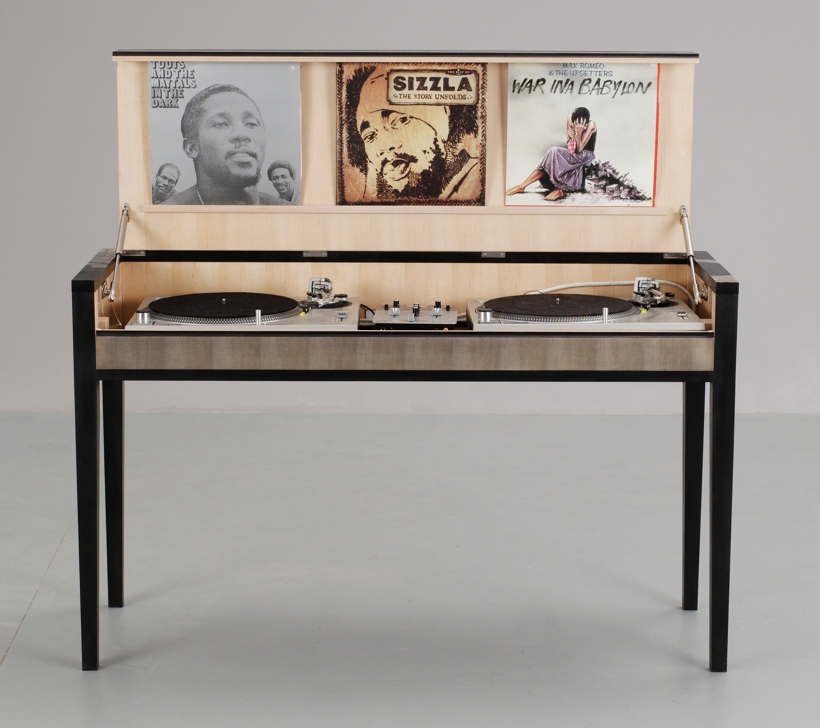 A Daniel Strand DJ's desk in different coloured maple, Sweden 2007 ...